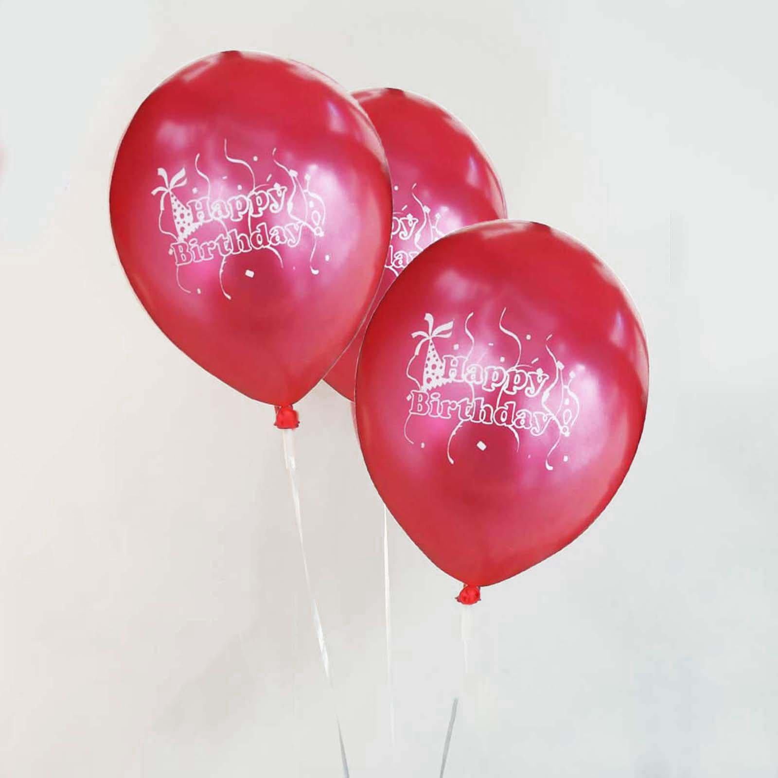 Efavormart 25PCS 12" Metallic Red Latex Balloons with Happy Birthday ...