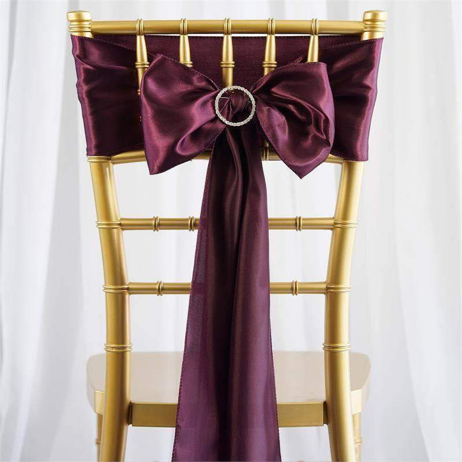 Efavormart 25pcs Eggplant SATIN Chair Sashes Tie Bows for Wedding ...