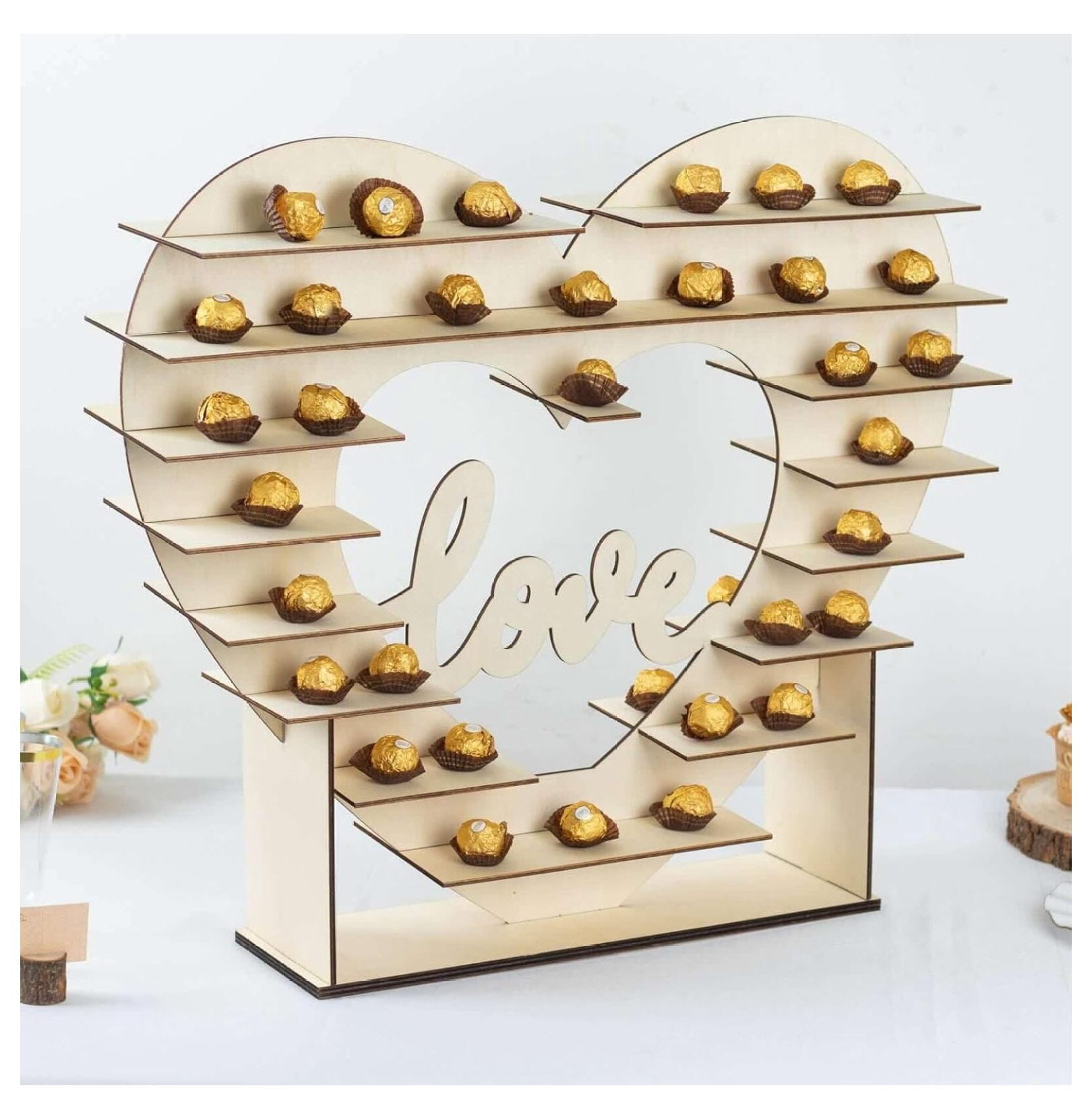 Efavormart 26" Heart Shaped 8-Layer Double Sided Wooden Dessert Display ...