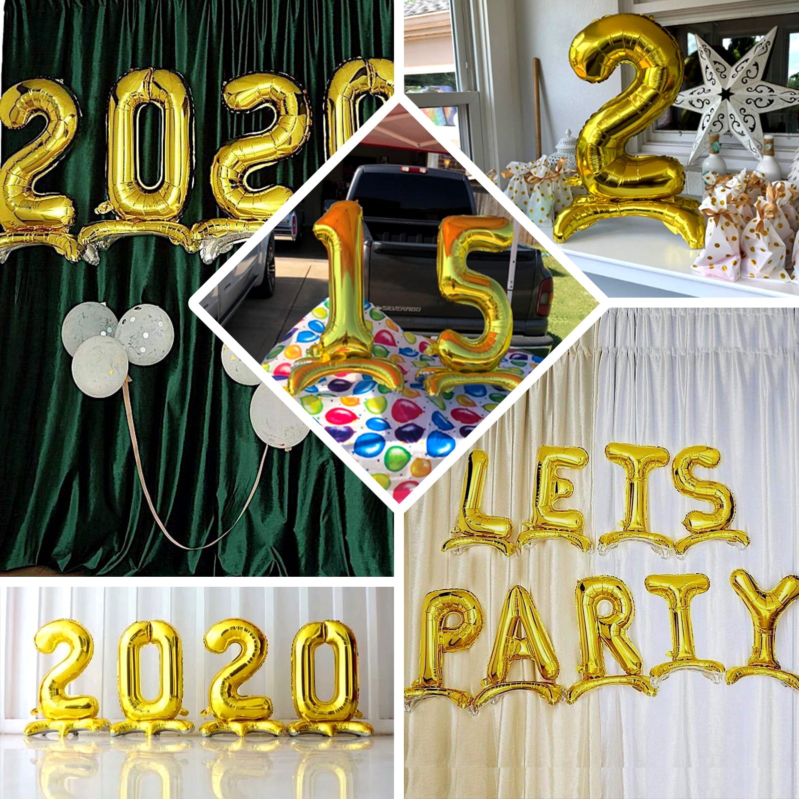 Efavormart 27" Shiny Gold Self Standing Letters / Number Balloons ...