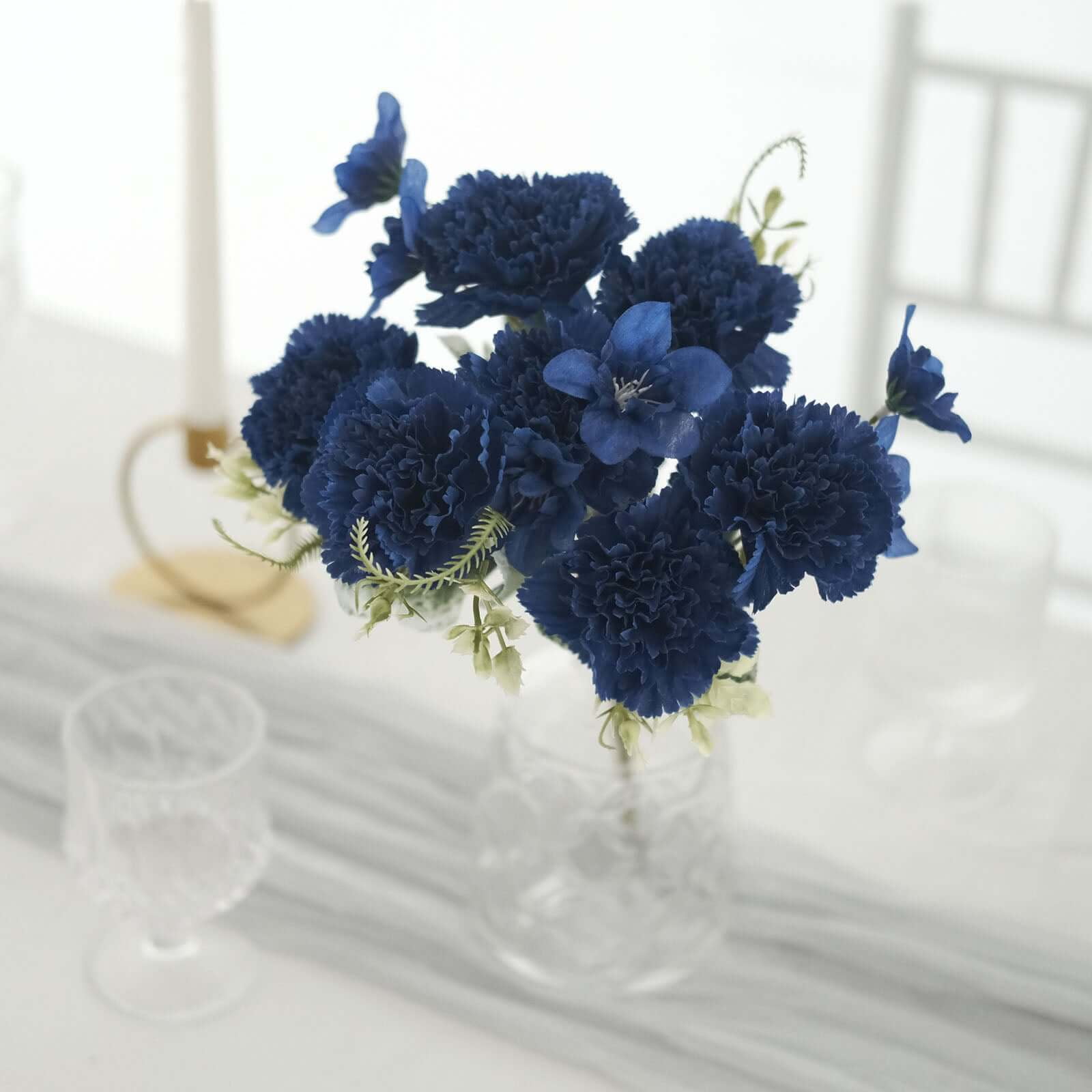 Efavormart 3 Pack | 14" Navy Blue Artificial Silk Carnation Flower ...