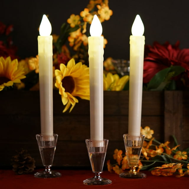 Efavormart 3 Pack 9" Tall Flameless Candles White LED Candles With Real ...