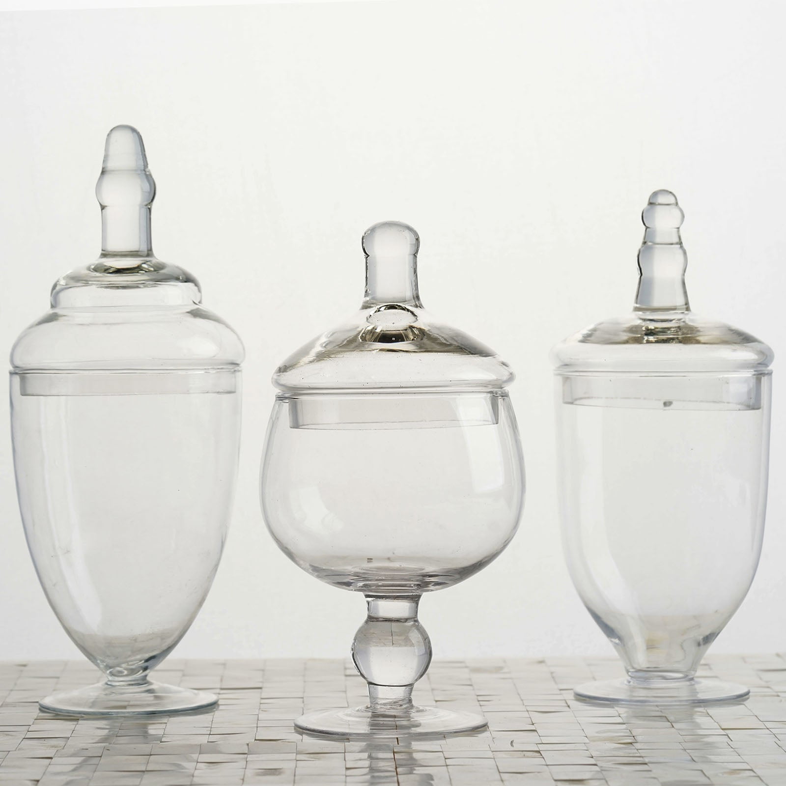 Efavormart 3 Pack Clear Glass Apothecary Jars Candy Buffet Containers