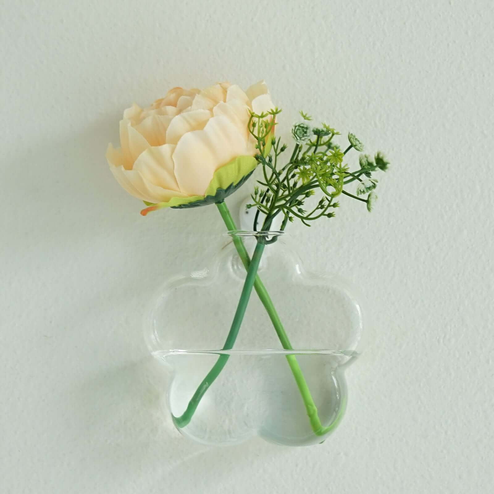 Efavormart 3 Pack Flower Shaped Glass Wall Vase Hanging Glass Terrarium ...