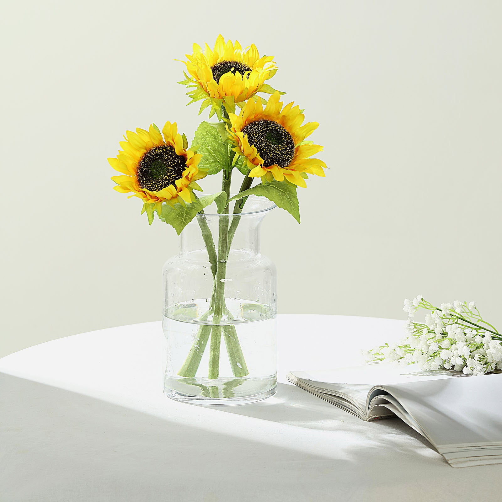 Efavormart 3 Stems 17" Yellow Tall Artificial Sunflower Bouquet ...