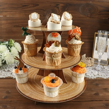 "Efavormart 23"" 3-Tier Gold Metal Cupcake Stand, Clear Acrylic Plates ...
