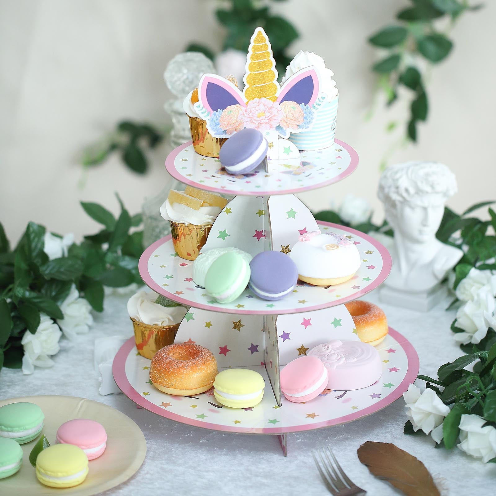 Efavormart 3 Tier 15" Unicorn Cardboard Cupcake Stand Cupcake Holder ...
