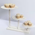 Efavormart 3-Tier Whitewash Wooden Cake Stand With Round Beaded Rim ...