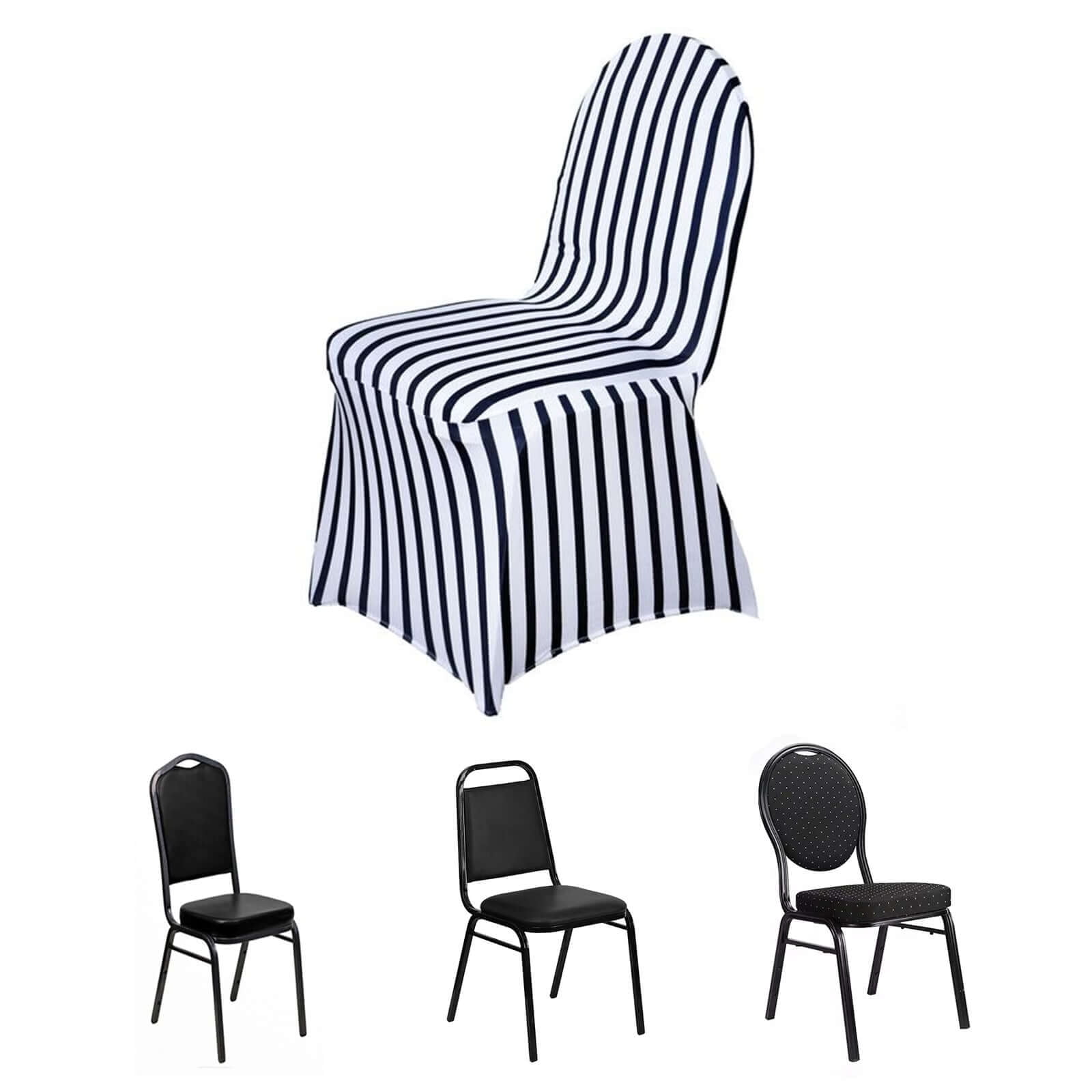 Efavormart Stretch Spandex Black White Striped Chair Covers 30 PCS ...