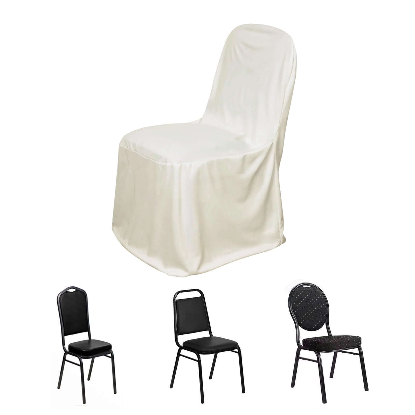Efavormart 30 PCS Ivory Stretch Slim Fit Scuba Chair Covers, Wrinkle ...