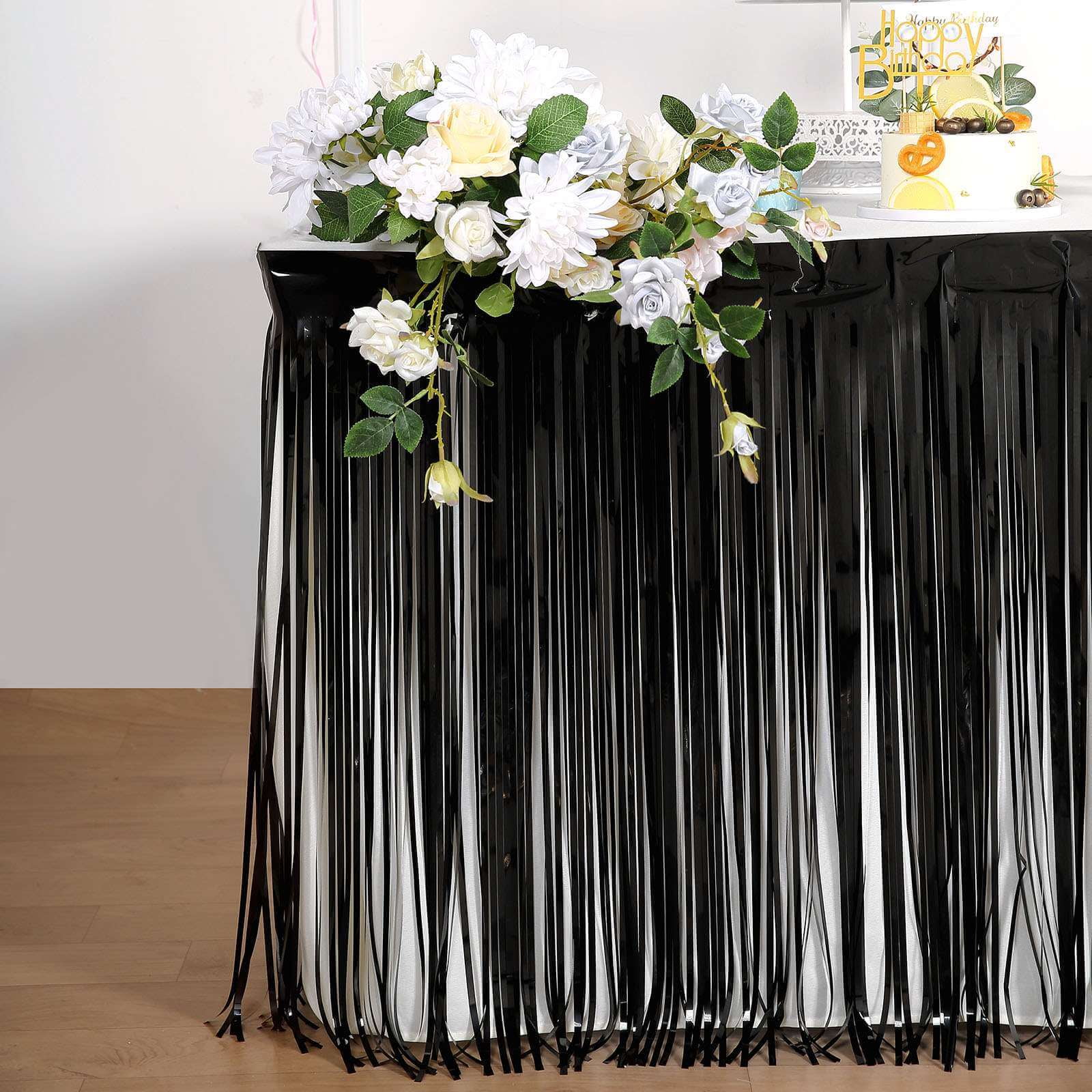 Efavormart 30"x9FT Metallic Foil Fringe Table Skirt, Self Adhesive ...