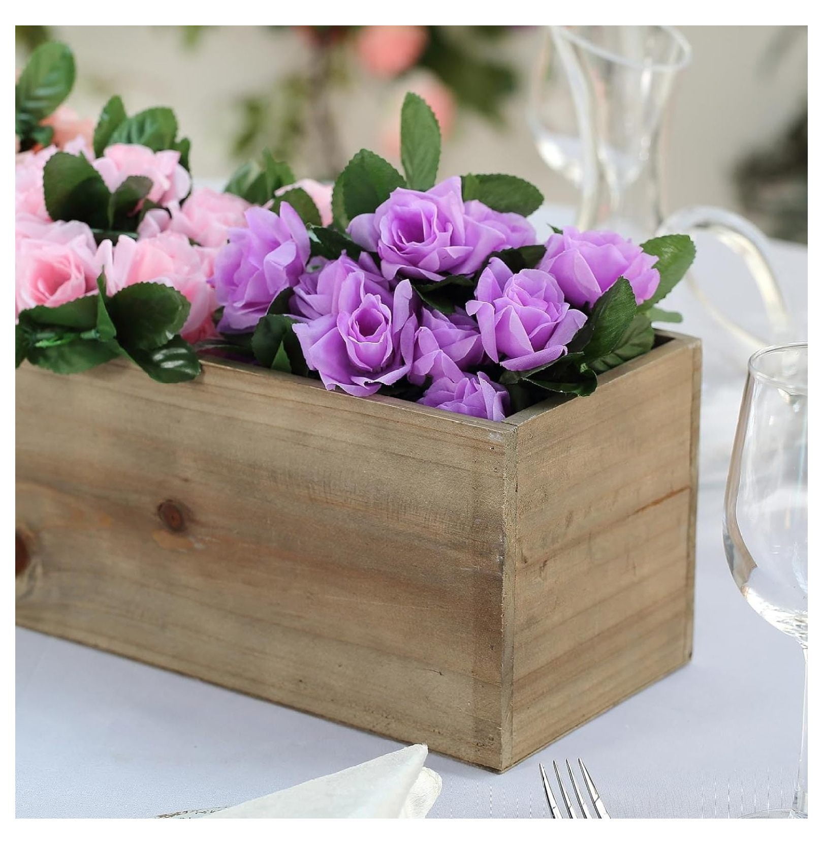 Efavormart 30x6'' Natural Wood Planter Boxes with Plastic Liner DIY ...