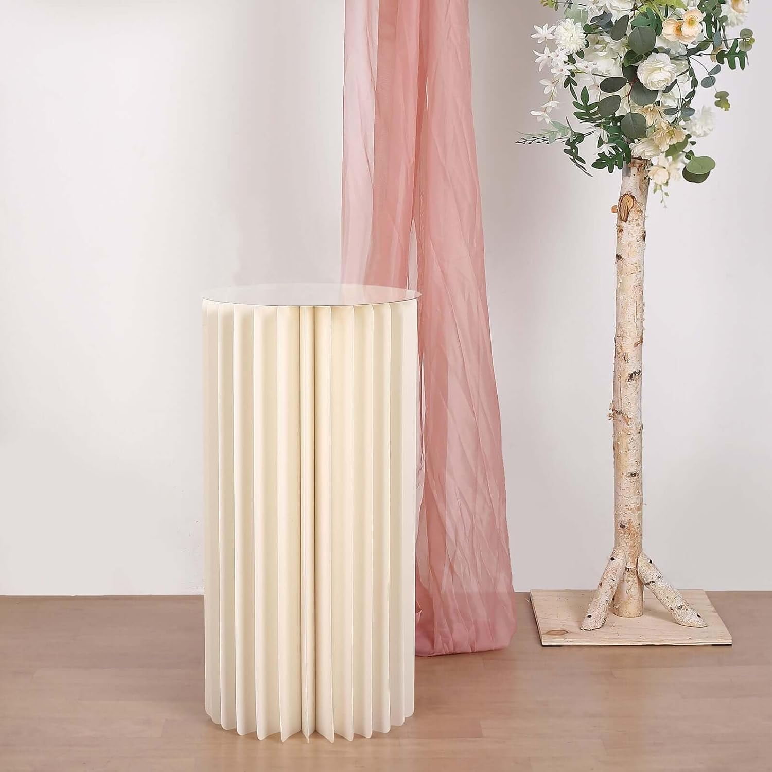 Efavormart 32" Ivory DIY Accordion Cylinder Cardboard Folding Pillar ...
