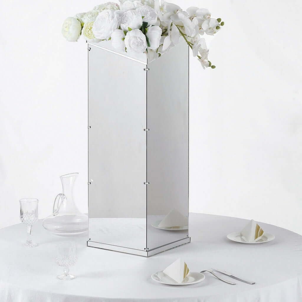 Efavormart 32" Silver Mirror Finish Wedding Ideas Clear Display Box for ...