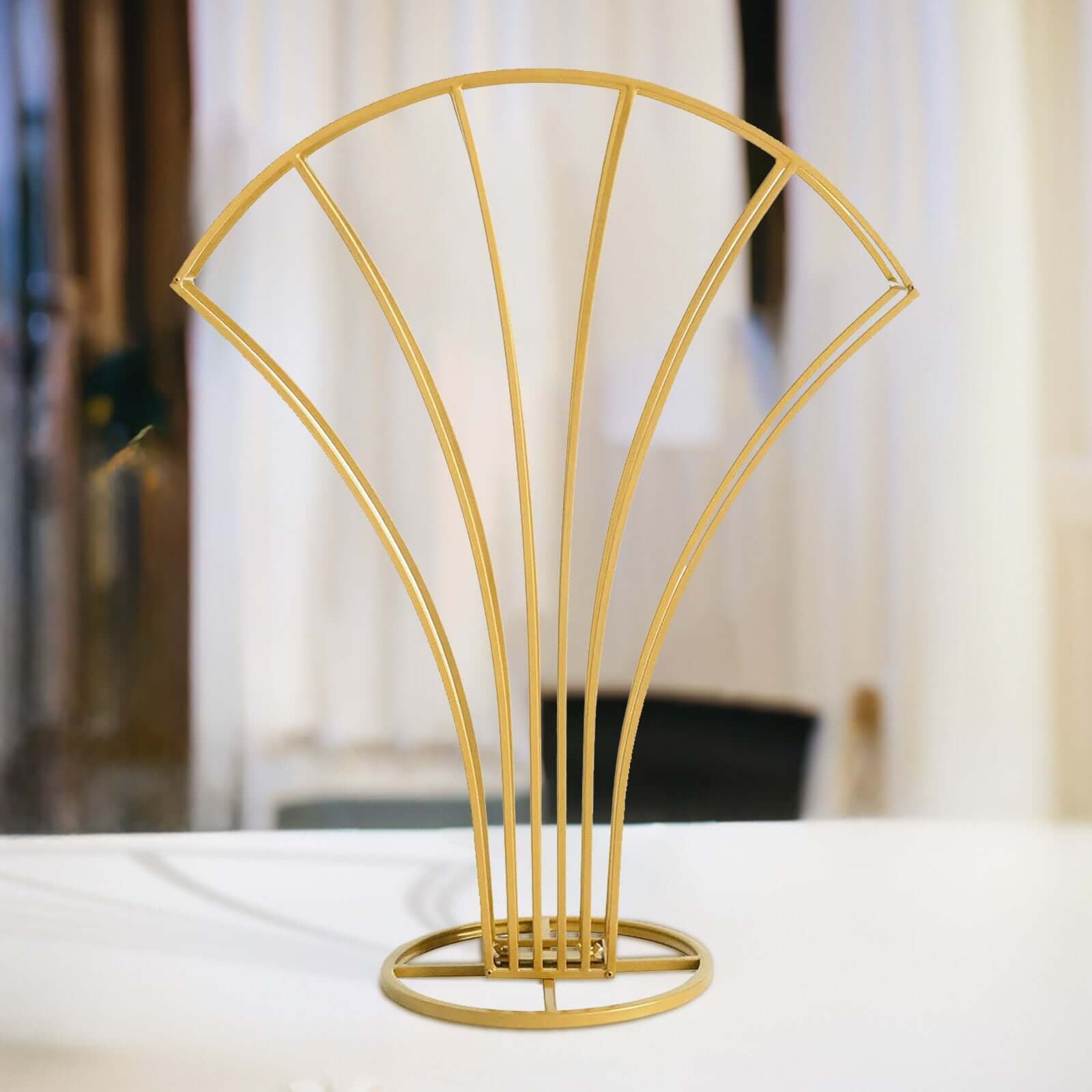 Efavormart 32" Tall Gold Metal Scalloped Fan Shape Flower Frame Table ...