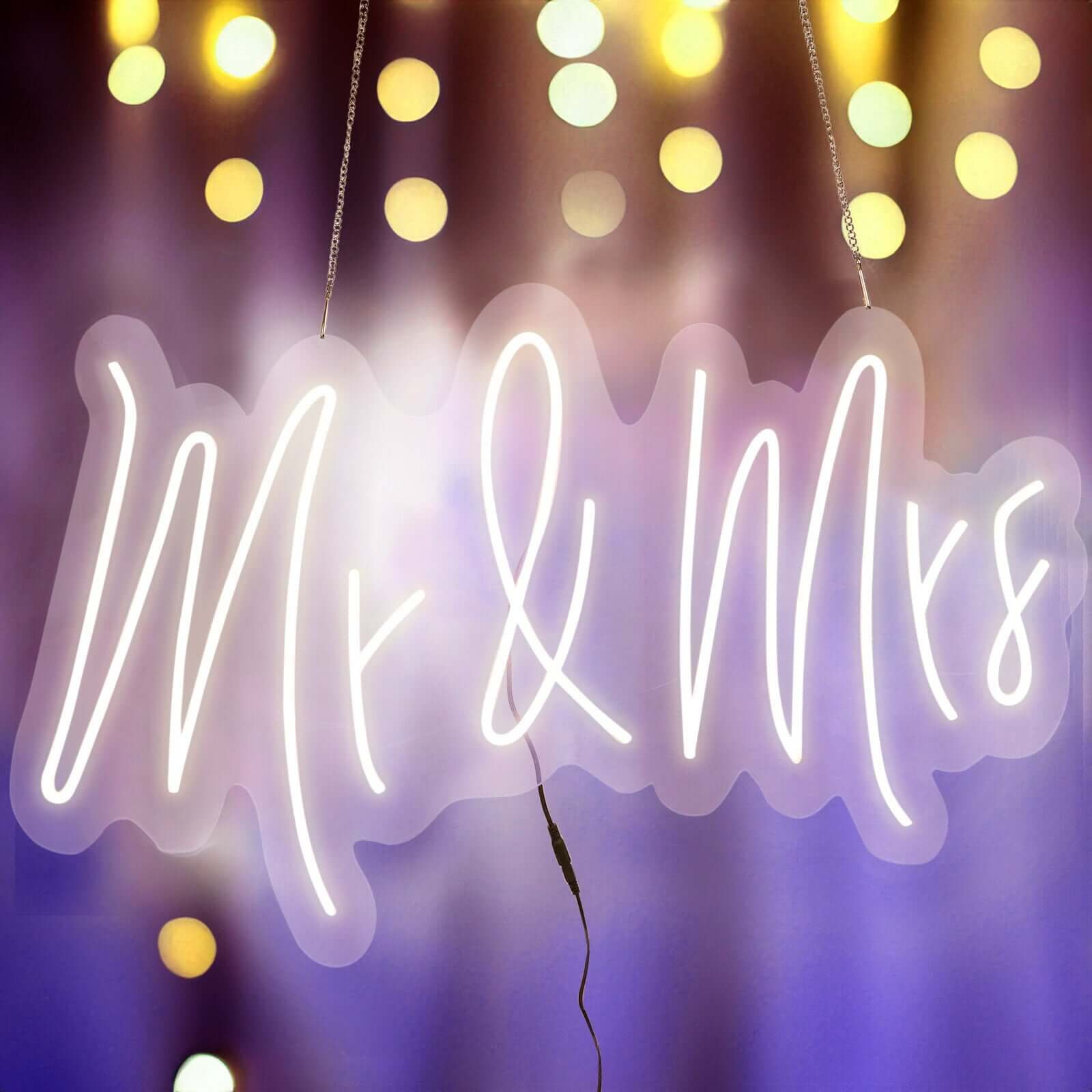 Efavormart 33" Mr & Mrs LED Neon Light Sign, Reusable Wall Décor with ...