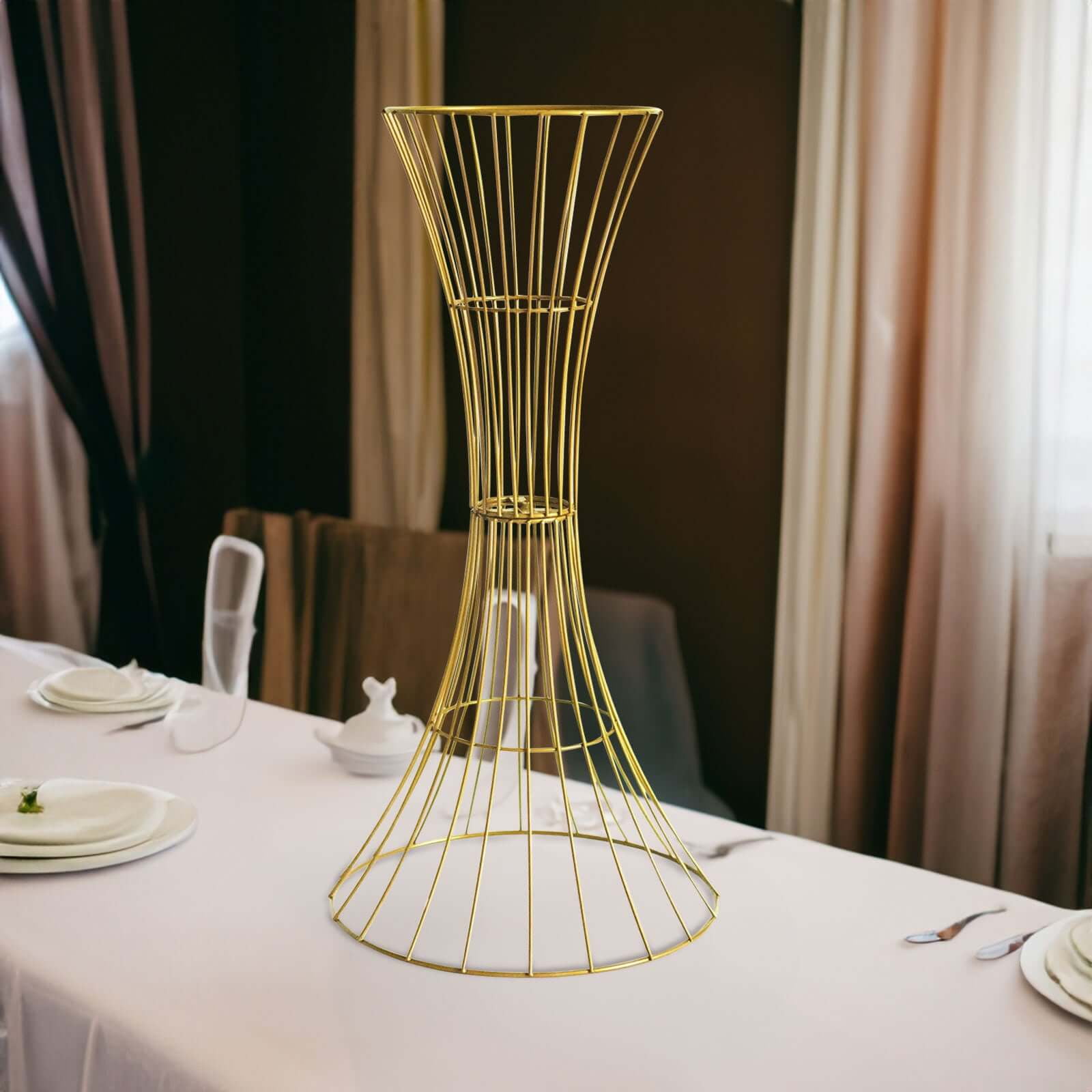 Efavormart 36" Tall Gold Metal Wire Trumpet Shaped Flower Centerpiece ...