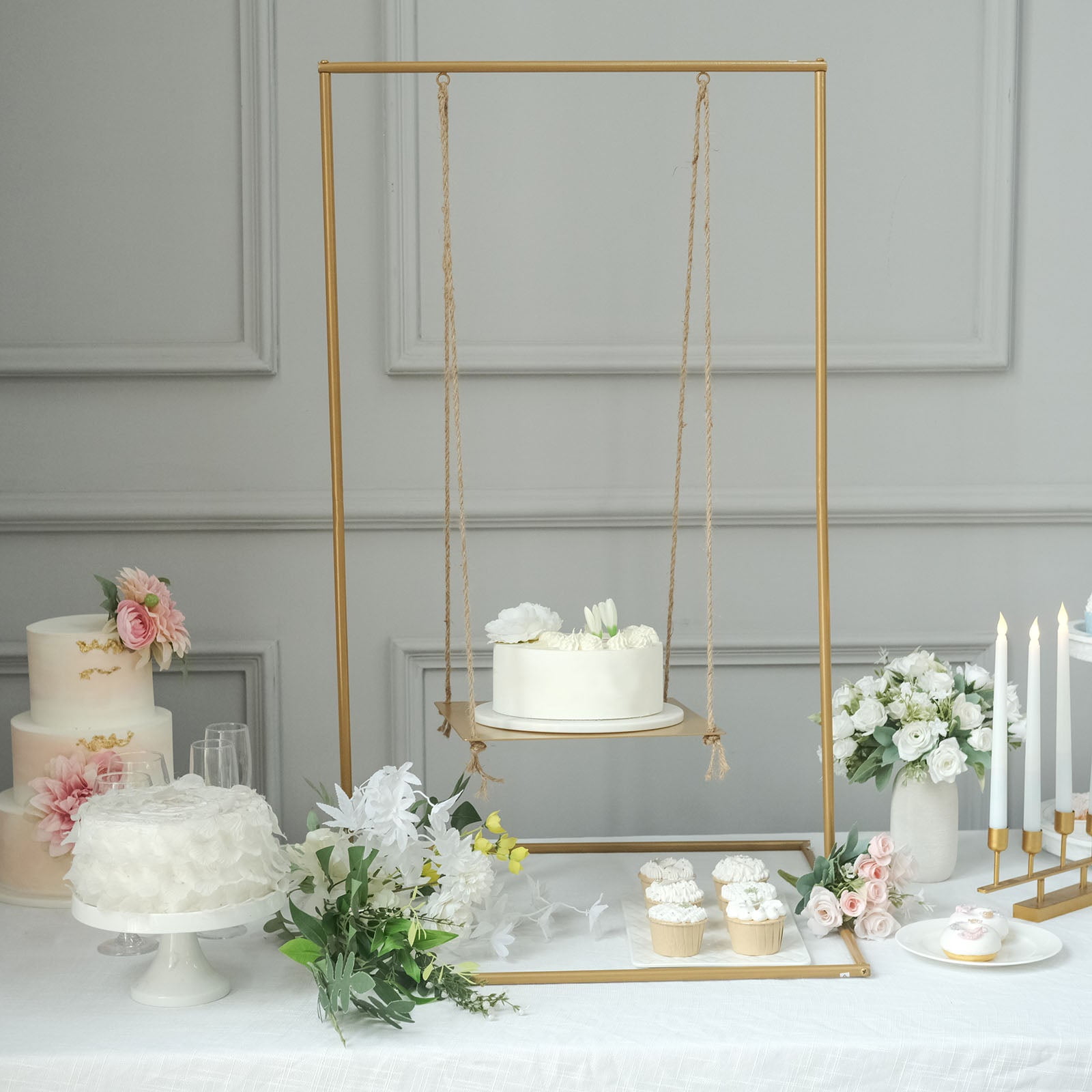 Efavormart Gold Metal Hanging Dessert Display Centerpiece, 3ft Tall ...