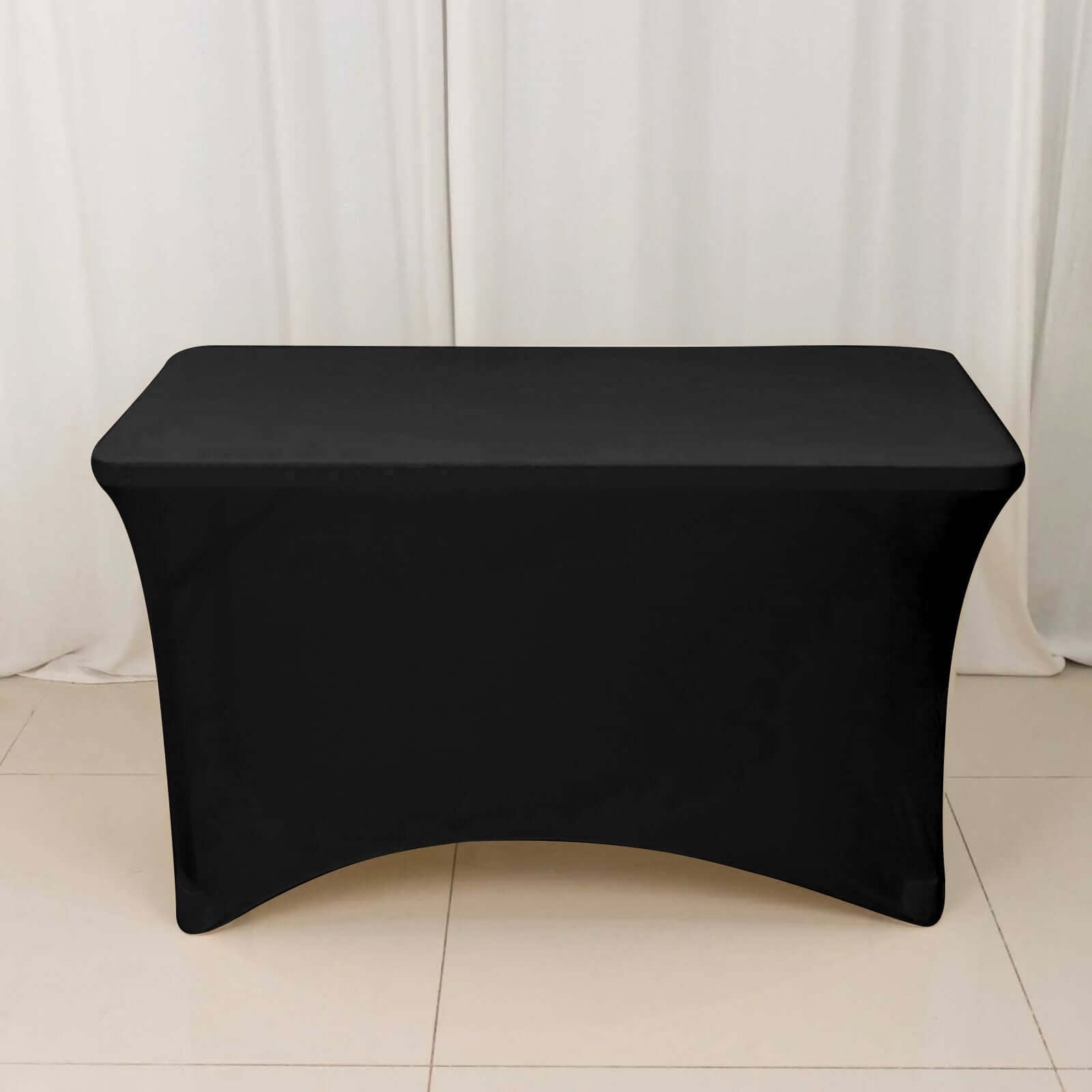Efavormart 4 FT Fitted Black Rectangular Stretchy Spandex Tablecloth ...