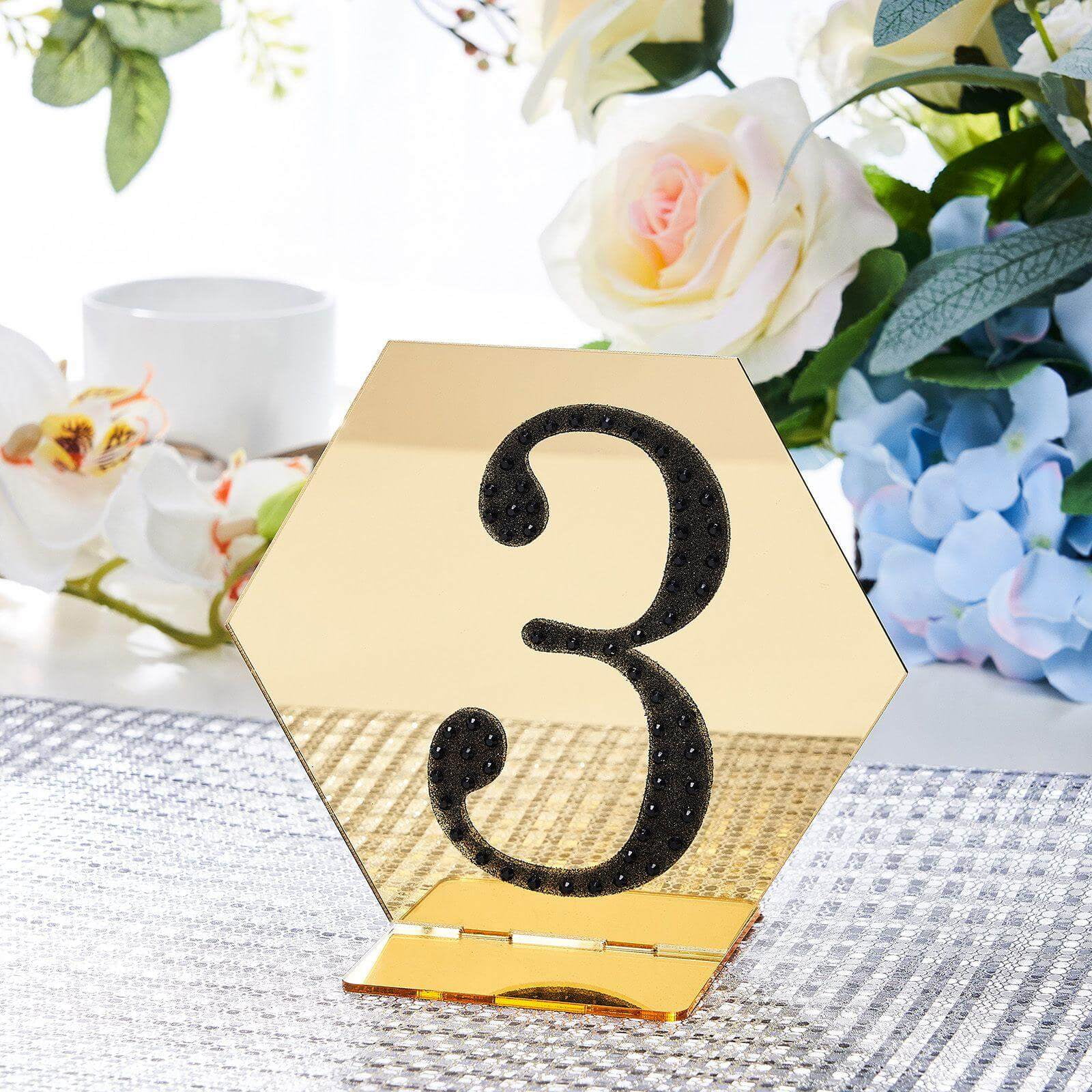 Efavormart 4" Number 3 Black Self-Adhesive Rhinestone Number Stickers ...