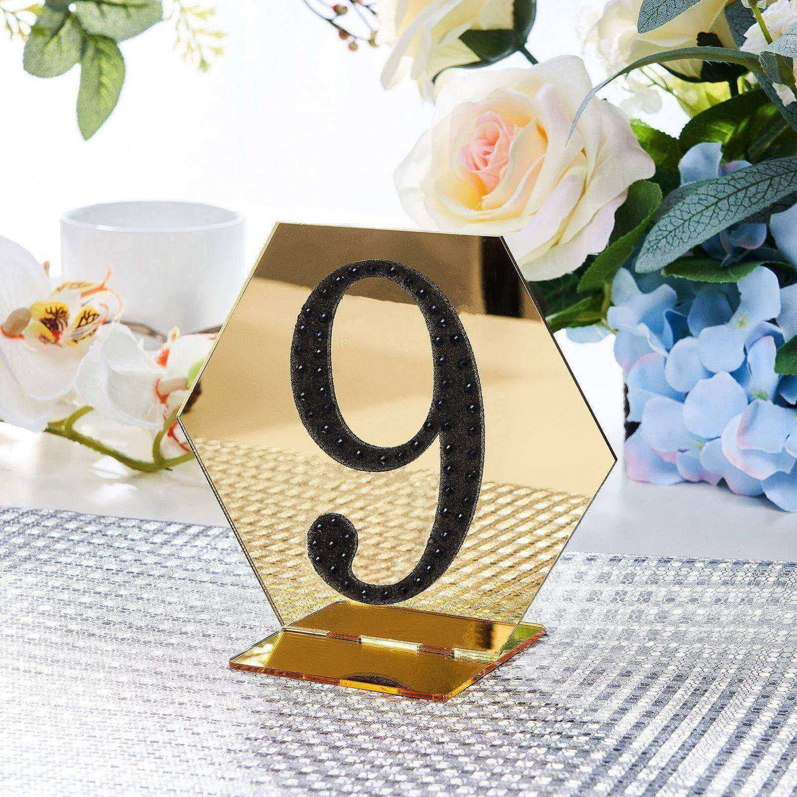 Efavormart 4" Number 9 Black Self-Adhesive Rhinestone Number Stickers ...