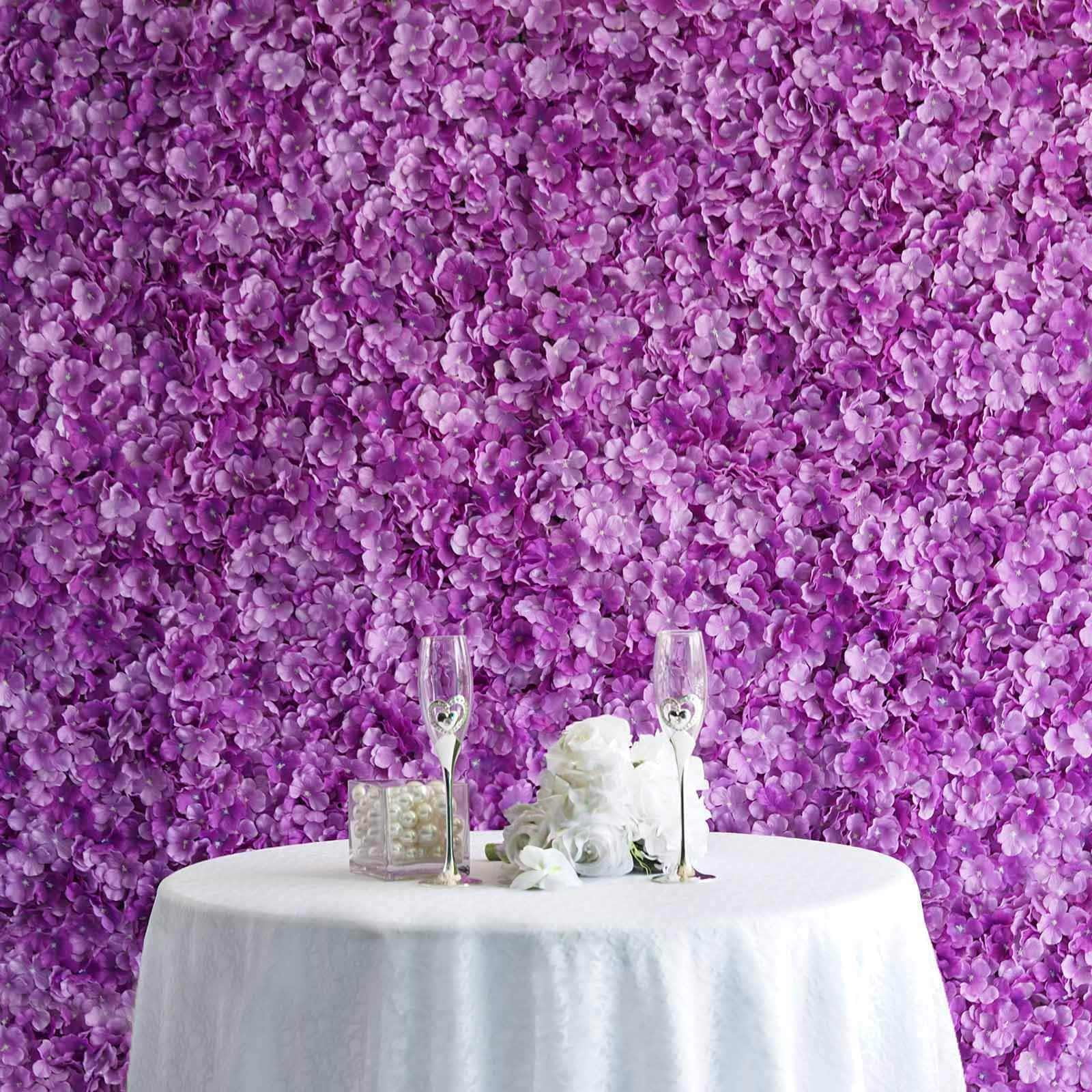 Efavormart 4 PCS Purple Silk Hydrangea Flower Mat Wall Wedding Event ...