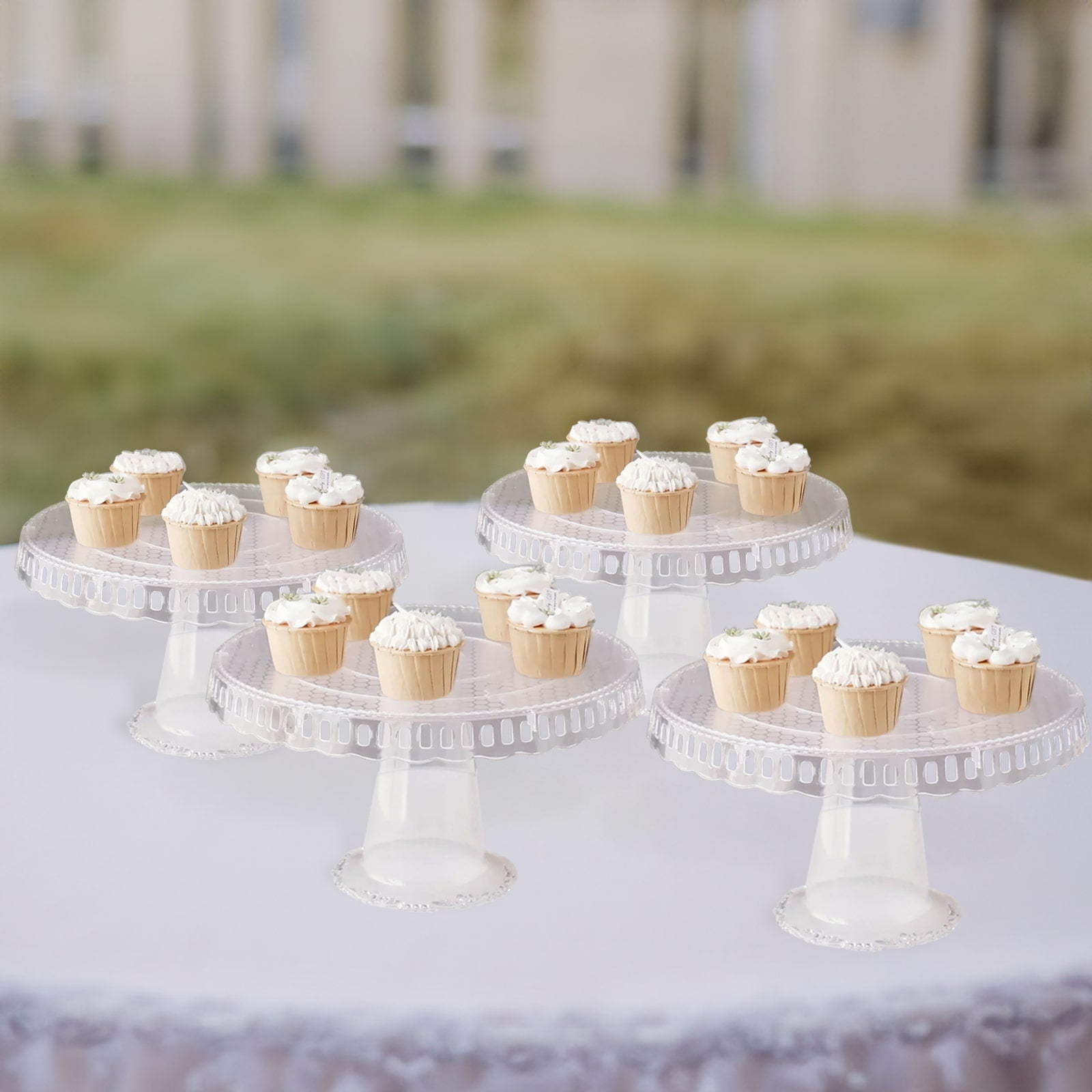 Efavormart 4 Pack | 13" Clear Round Pedestal Footed Reusable Plastic ...