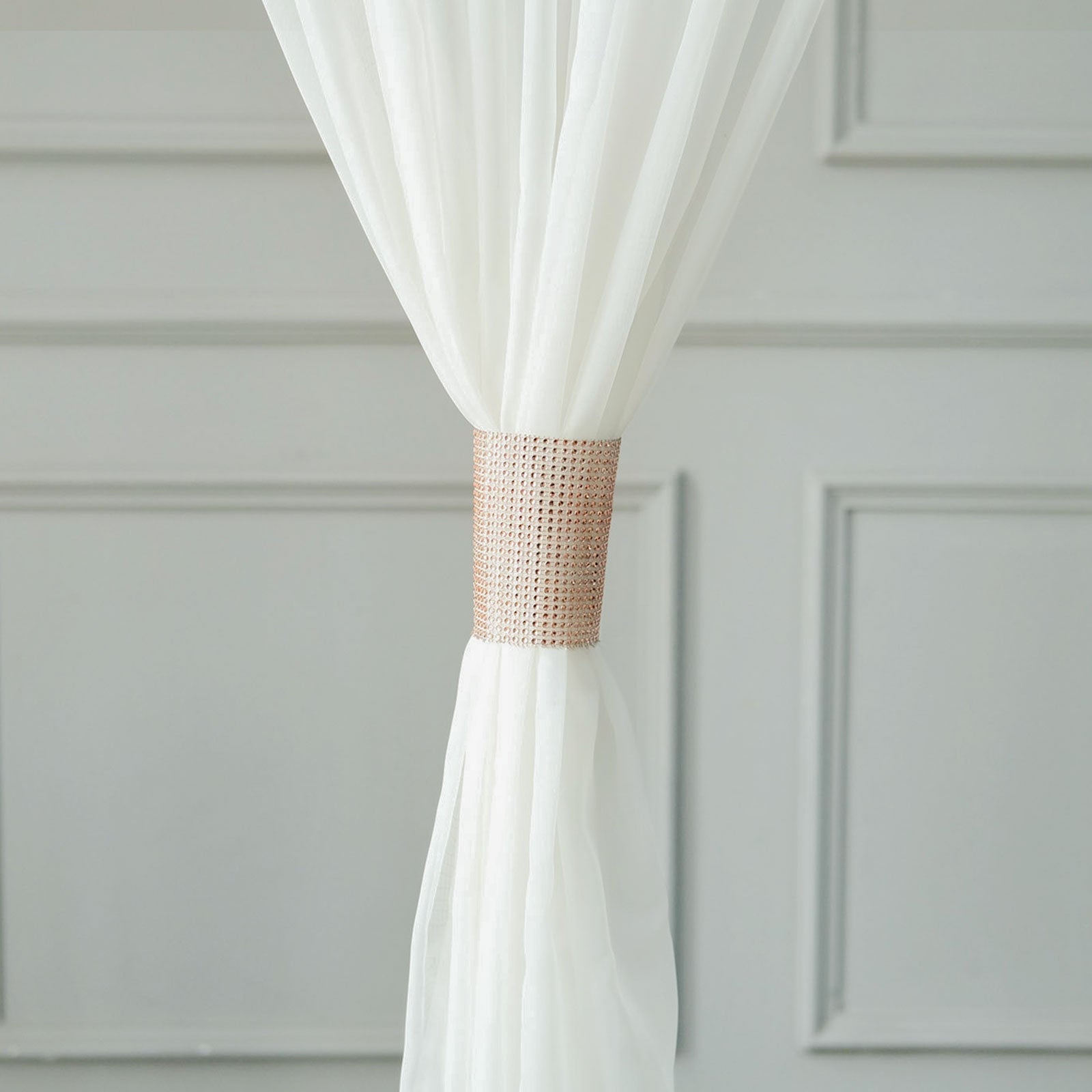 Efavormart 4 Pack | Blush / Rose Gold Large Rhinestone Mesh Chair Sash ...