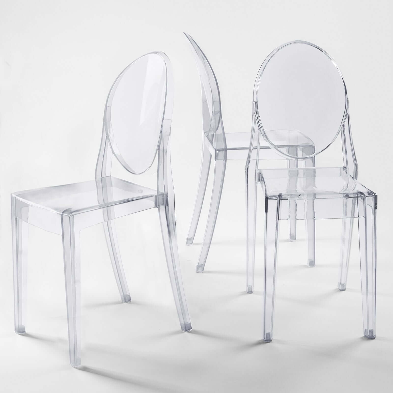 Efavormart 4 Pack | Clear Acrylic Oval Back Banquet Ghost Chairs Fully ...