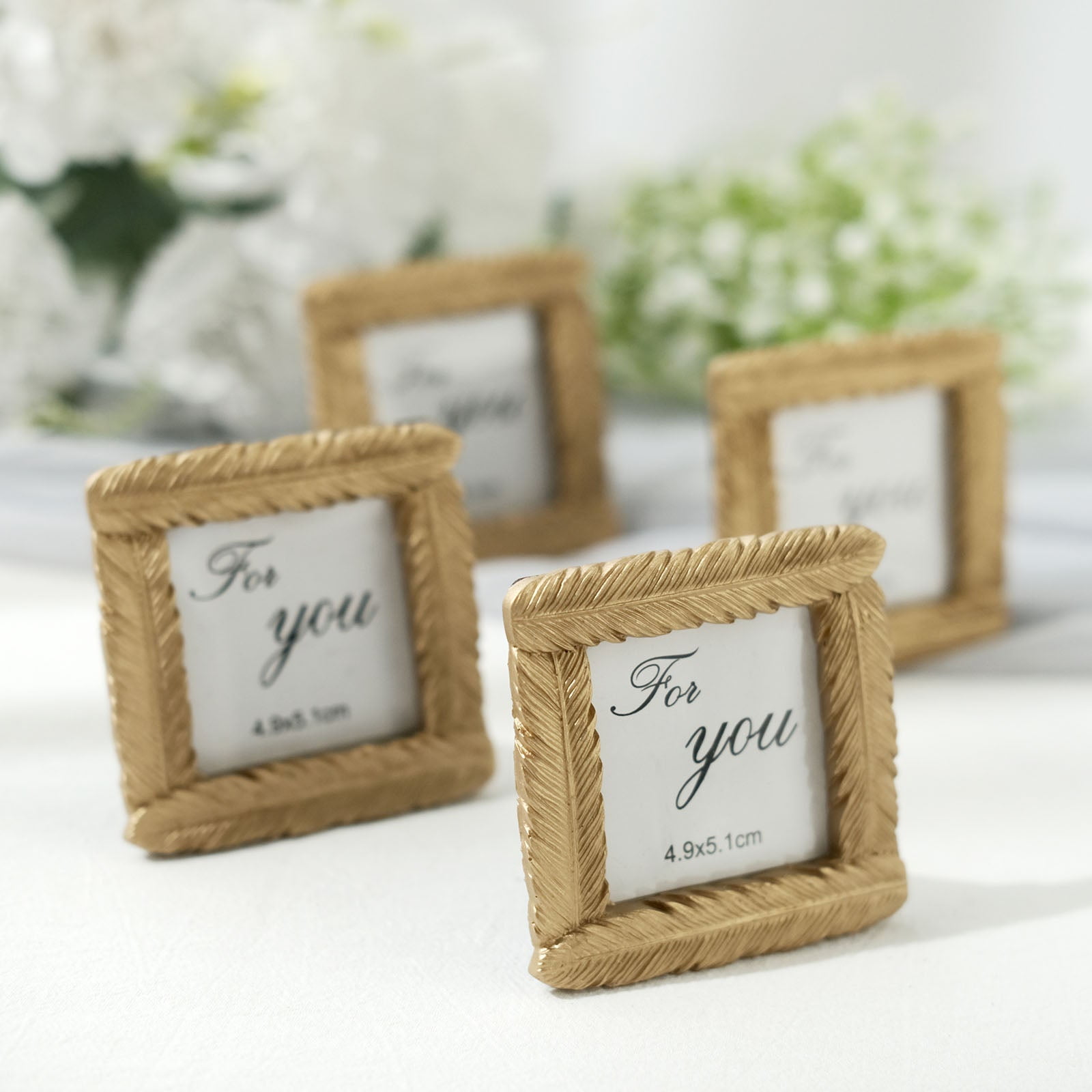 Efavormart 4 Pack | Gold Resin 3" Mini Square Vintage Feather Picture Frames, Vintage Wedding ...