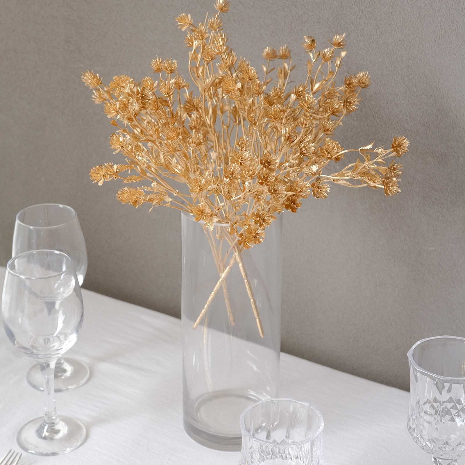 Efavormart 4 Pack Metallic Gold Artificial Baby's Breath Flower Bouquet ...