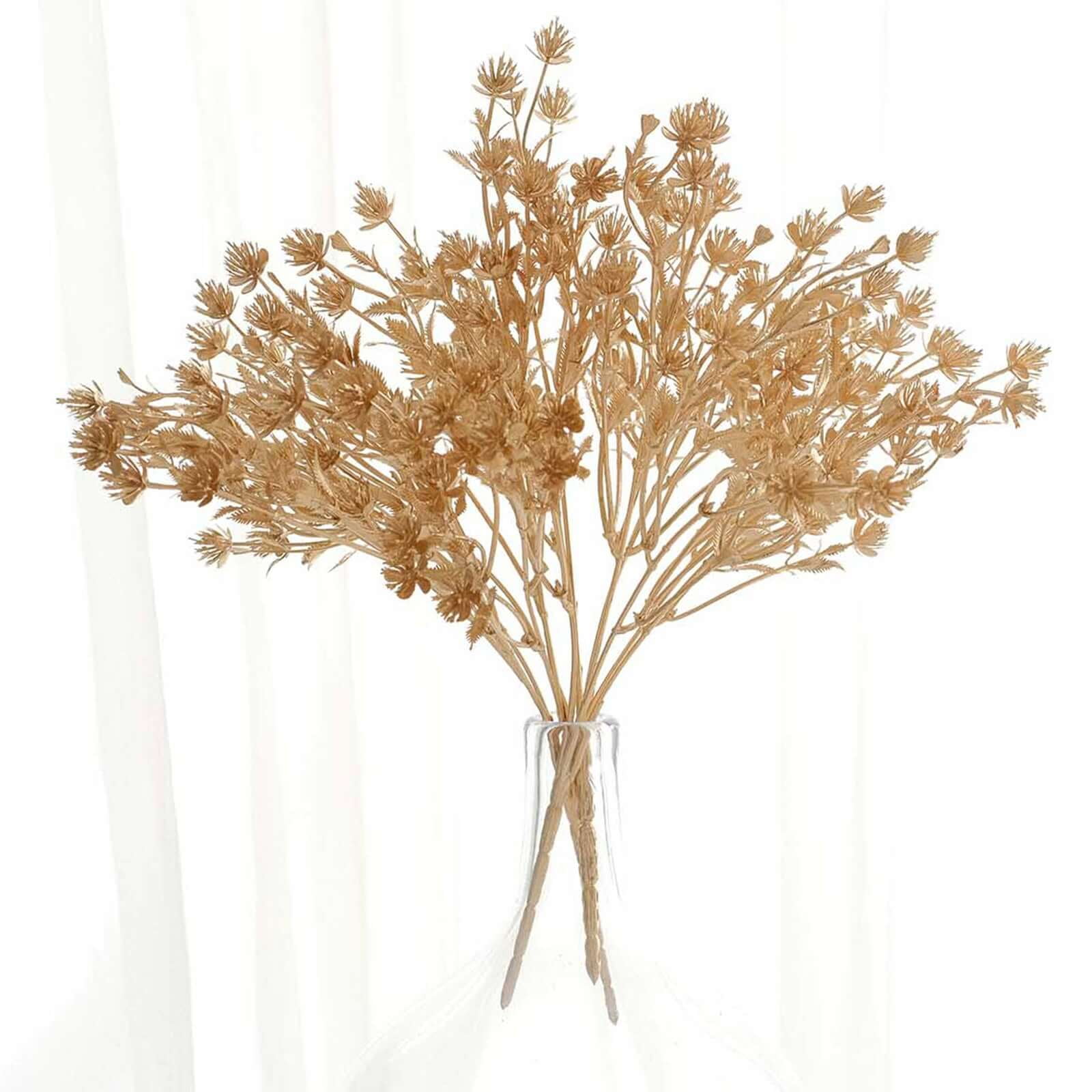 Efavormart 4 Pack Metallic Gold Artificial Baby's Breath Flower Bouquet ...