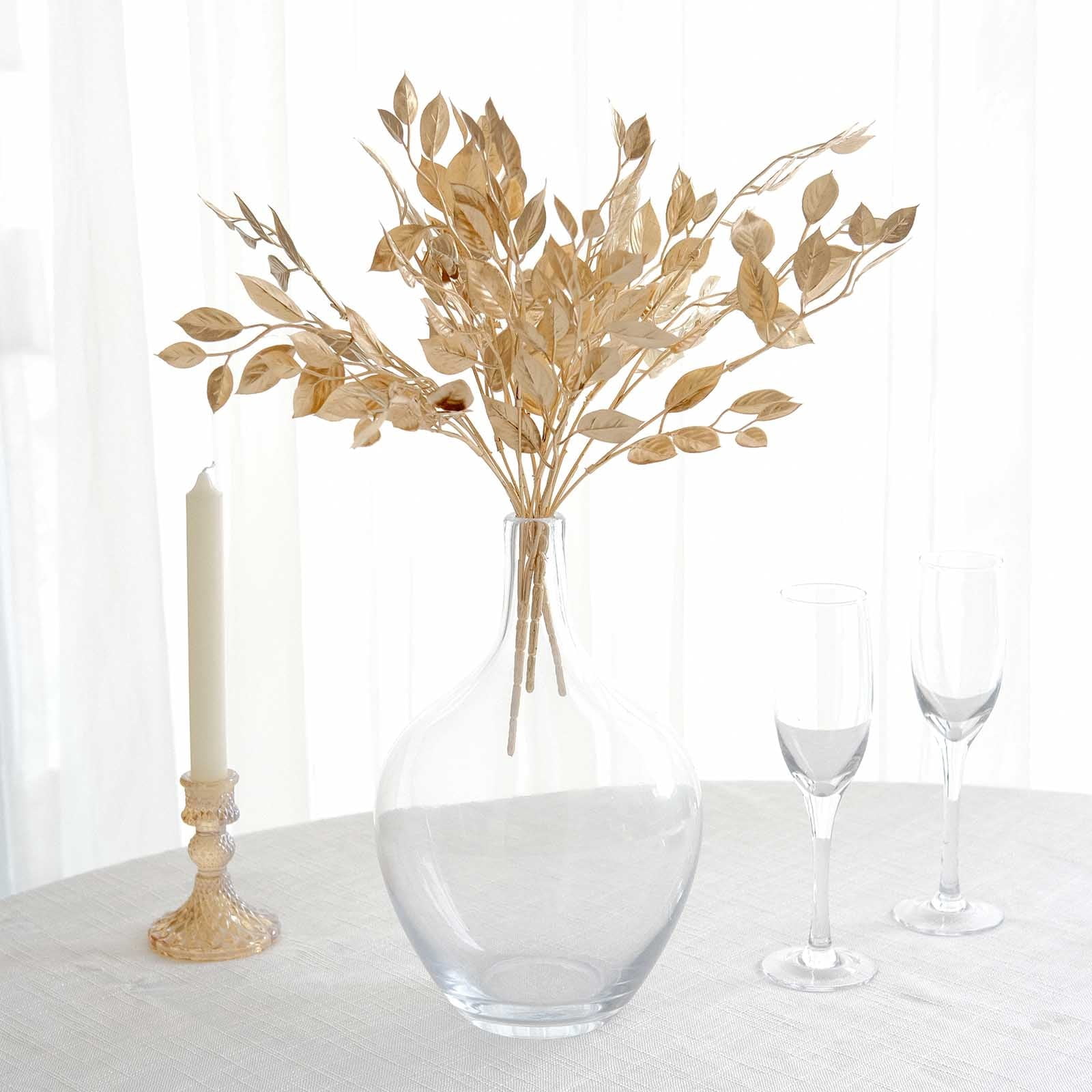 Efavormart 4 Pack Metallic Gold Artificial Italian Ruscus Leaves ...