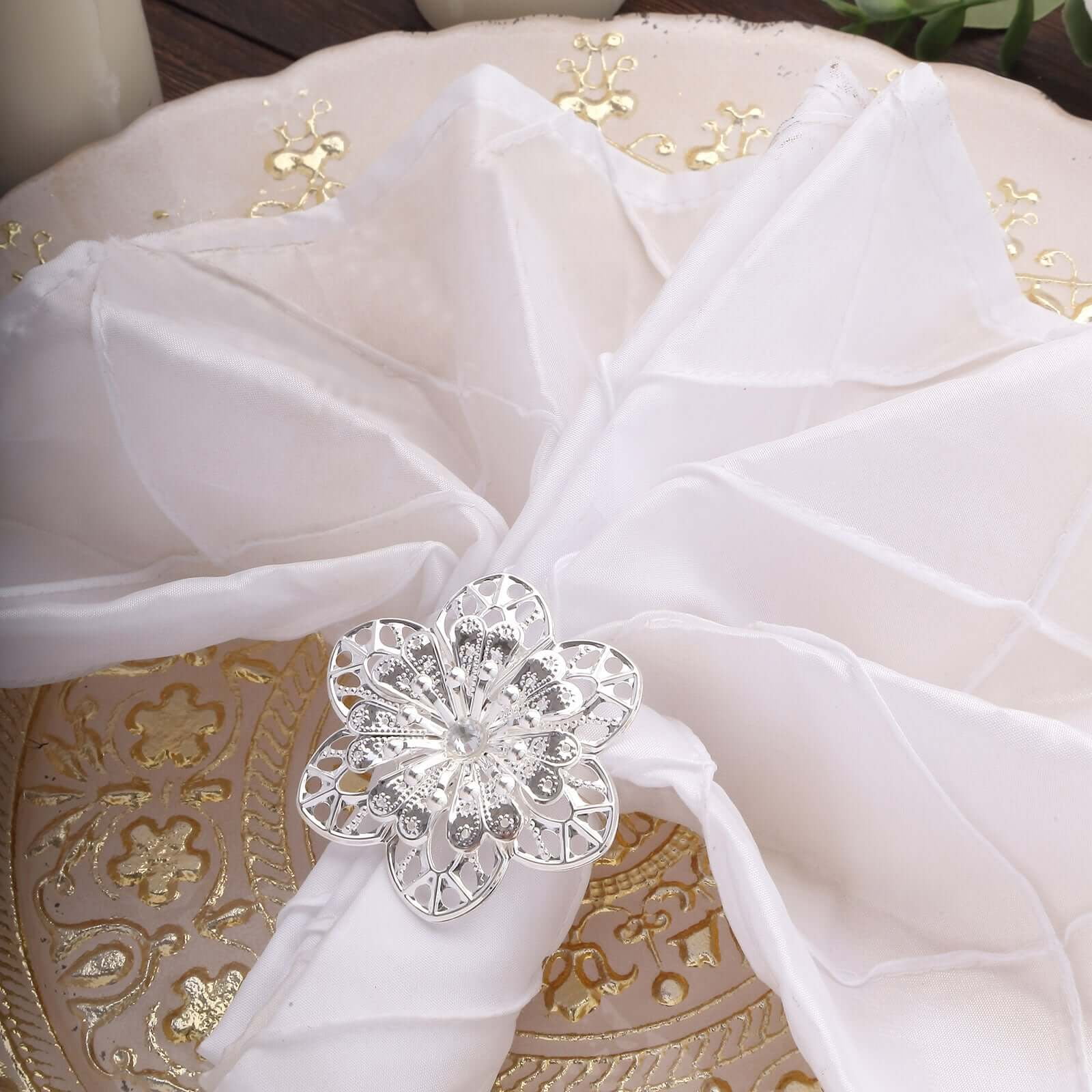 Efavormart 4 Pack Silver Metal Hollow Sun Flower Napkin Rings, Modern ...