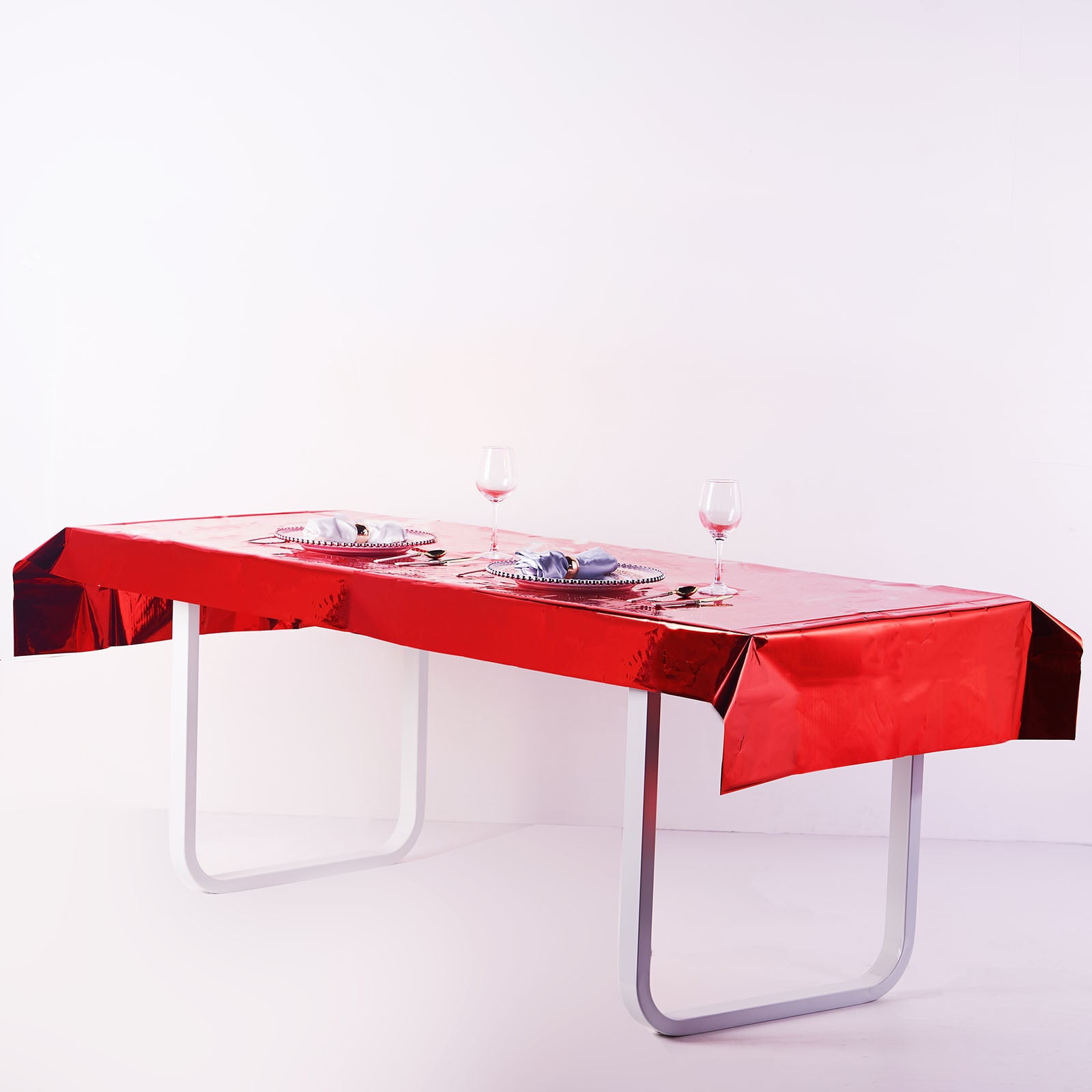 Efavormart 40"x90" Red Metallic Foil Rectangle Tablecloth, Disposable ...