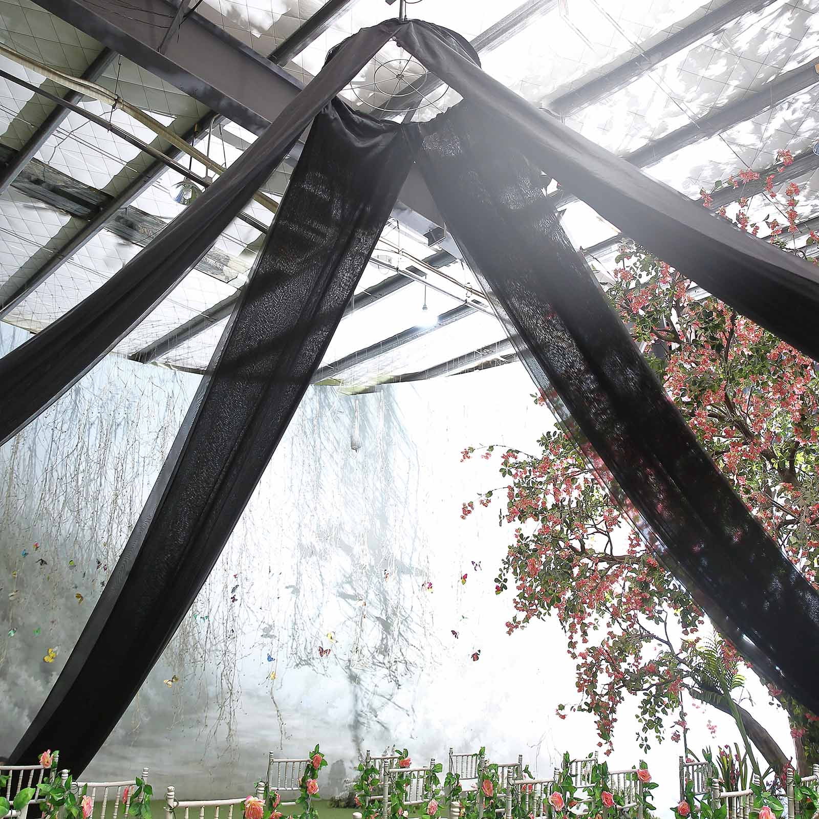 Efavormart 40FT Fire Retardant Black Sheer Voil Curtain Panel Backdrop ...