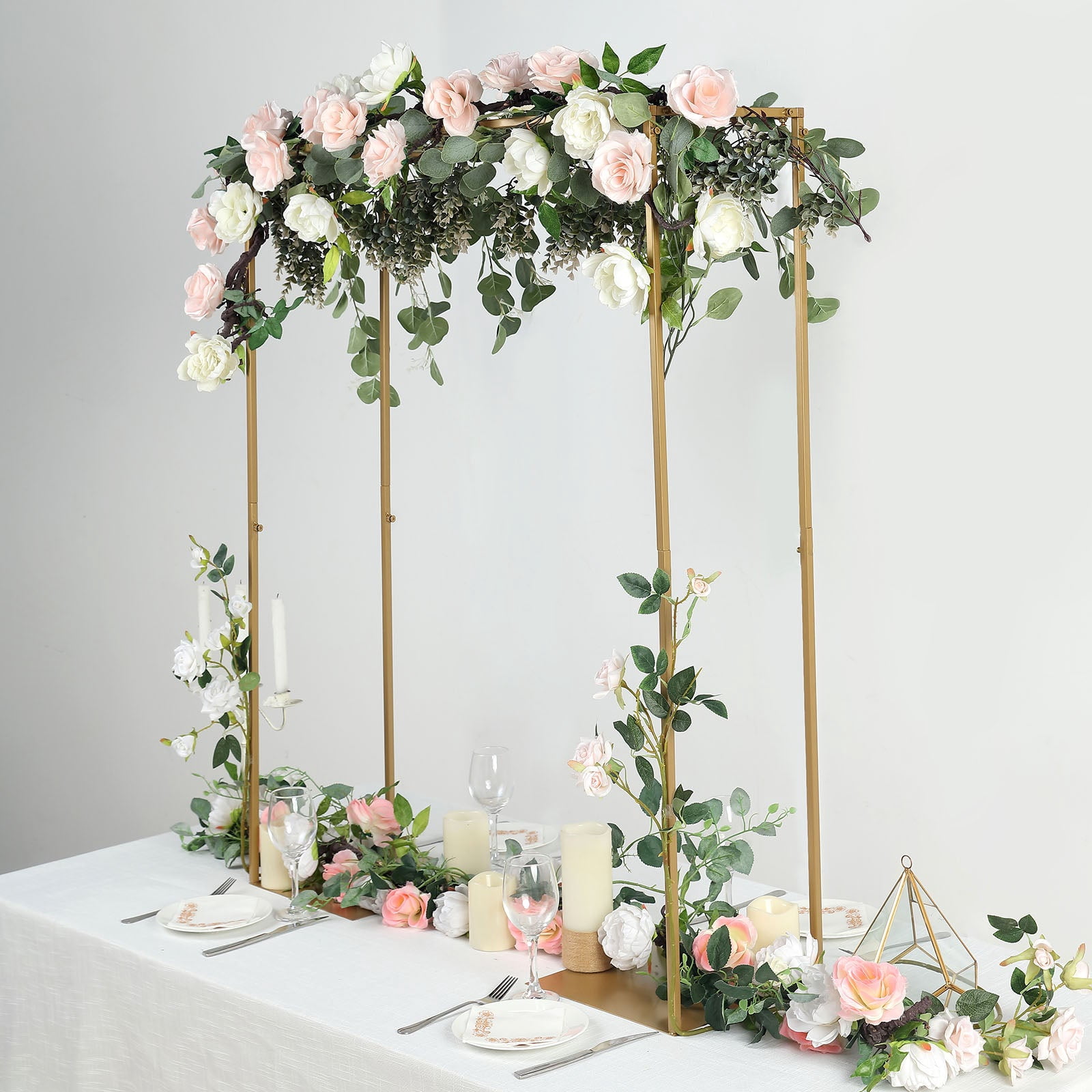 Efavormart Gold Adjustable Metal Stand, Collapsible Flower Arch Rod ...