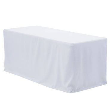 Efavormart 6FT Fitted Black Polyester Rectangular Table Cover for ...