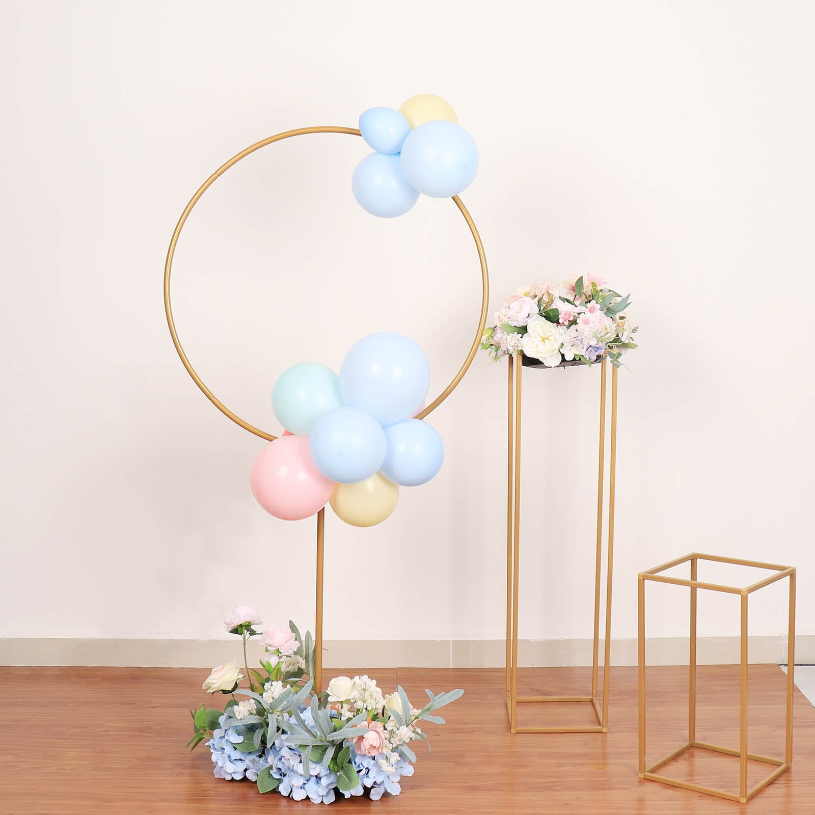 Efavormart 4Ft | Gold Balloon Column With Hoop Flower Pillar Stand ...