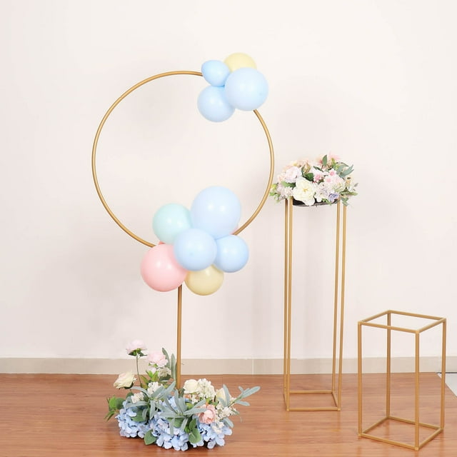Efavormart 4Ft | Gold Balloon Column With Hoop Flower Pillar Stand ...