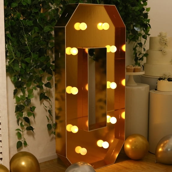 Efavormart 4ft Giant LED Marquee Letter "0", Gold Pre-Cut Foam Board ...