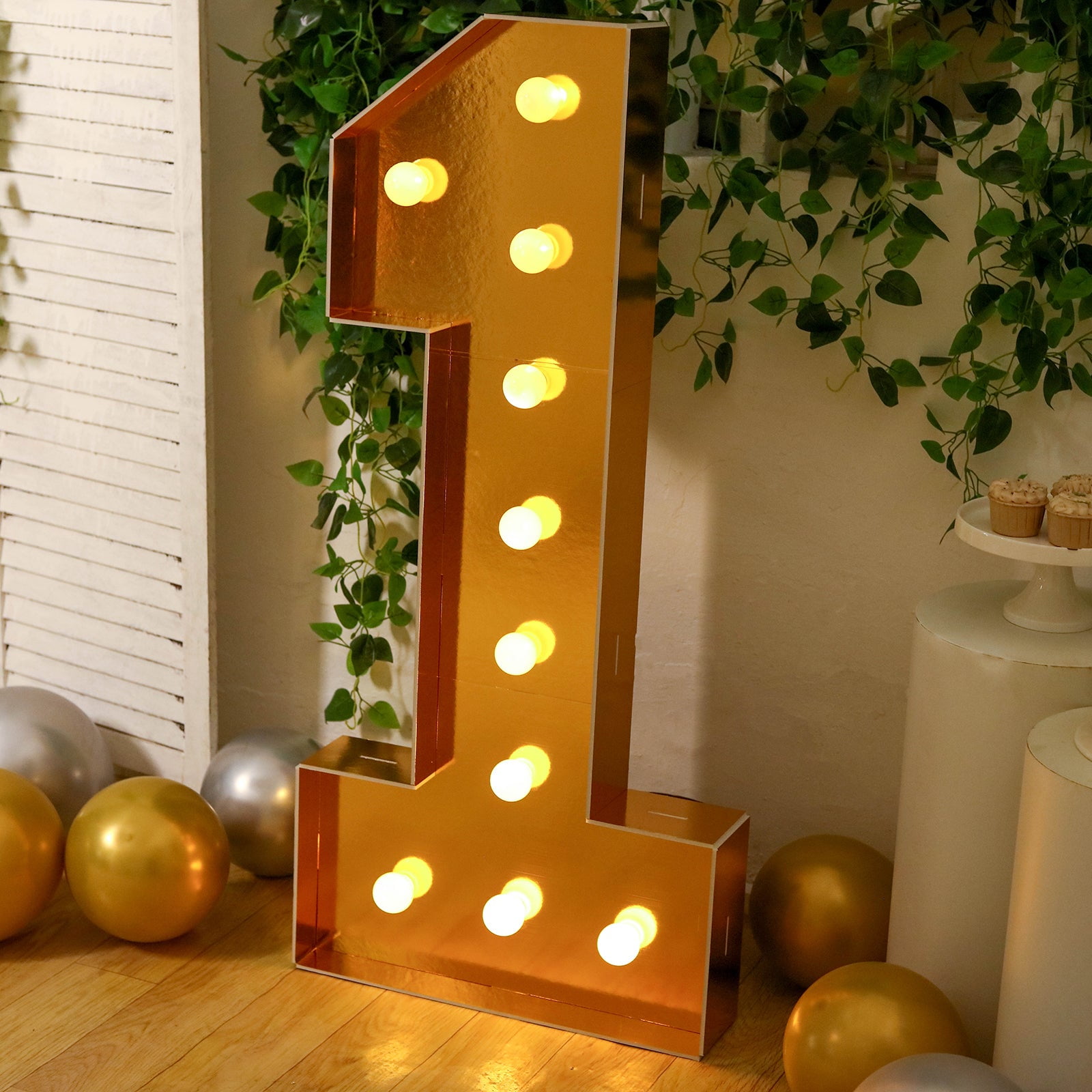 Efavormart 4ft Giant LED Marquee Letter "1", Gold Pre-Cut Foam Board ...