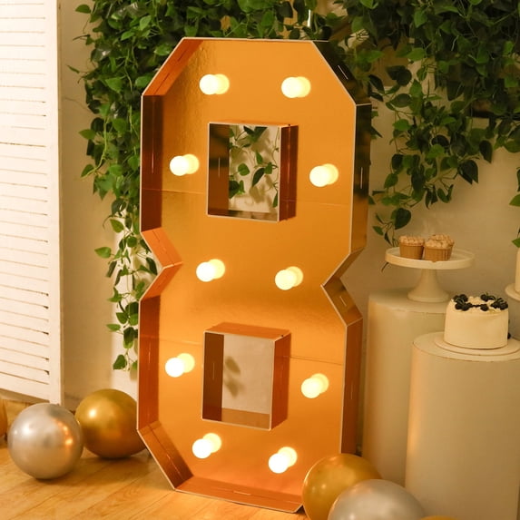 Efavormart 4ft Giant LED Marquee Letter "8", Gold Pre-Cut Foam Board ...