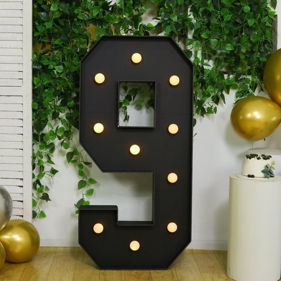 Efavormart 4ft Giant LED Marquee Letter "9", Black Pre-Cut Foam Board ...
