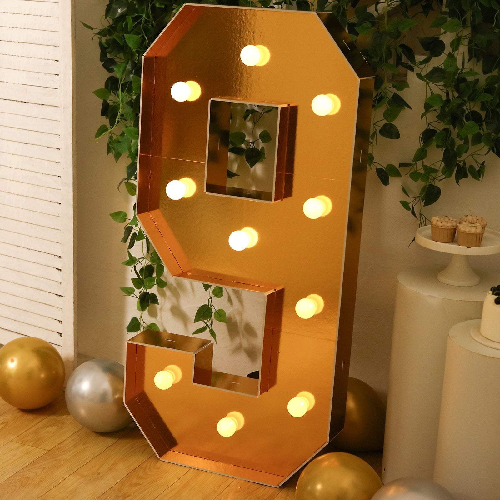 Efavormart 4ft Giant LED Marquee Letter "9", Gold Pre-Cut Foam Board ...
