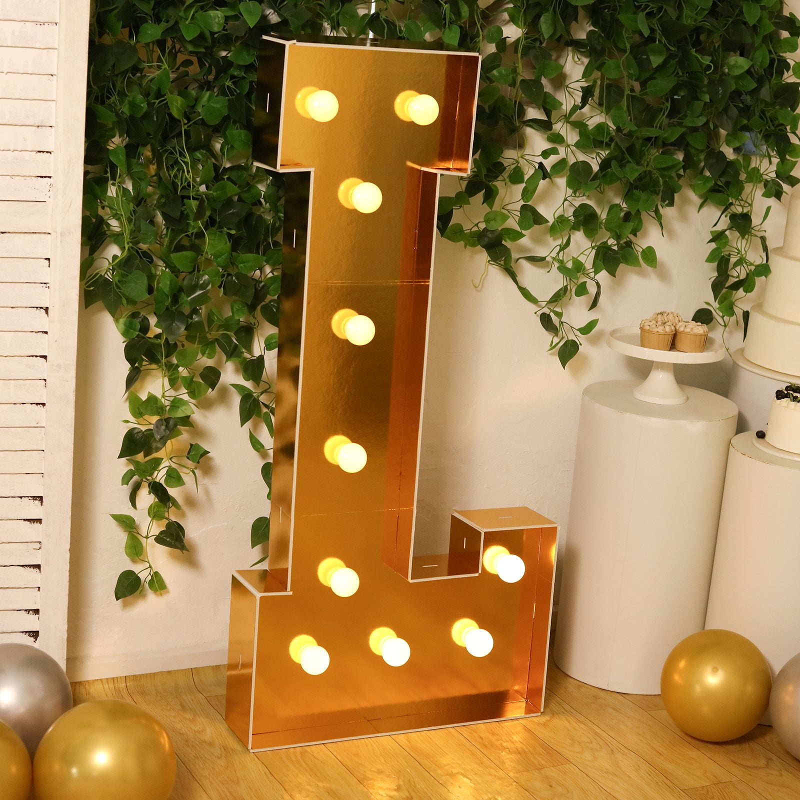 Efavormart 4ft Giant LED Marquee Letter "L", Gold Pre-Cut Foam Board ...
