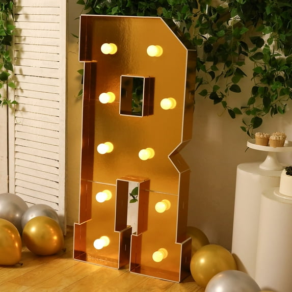 Efavormart 4ft Giant LED Marquee Letter "R", Gold Pre-Cut Foam Board ...