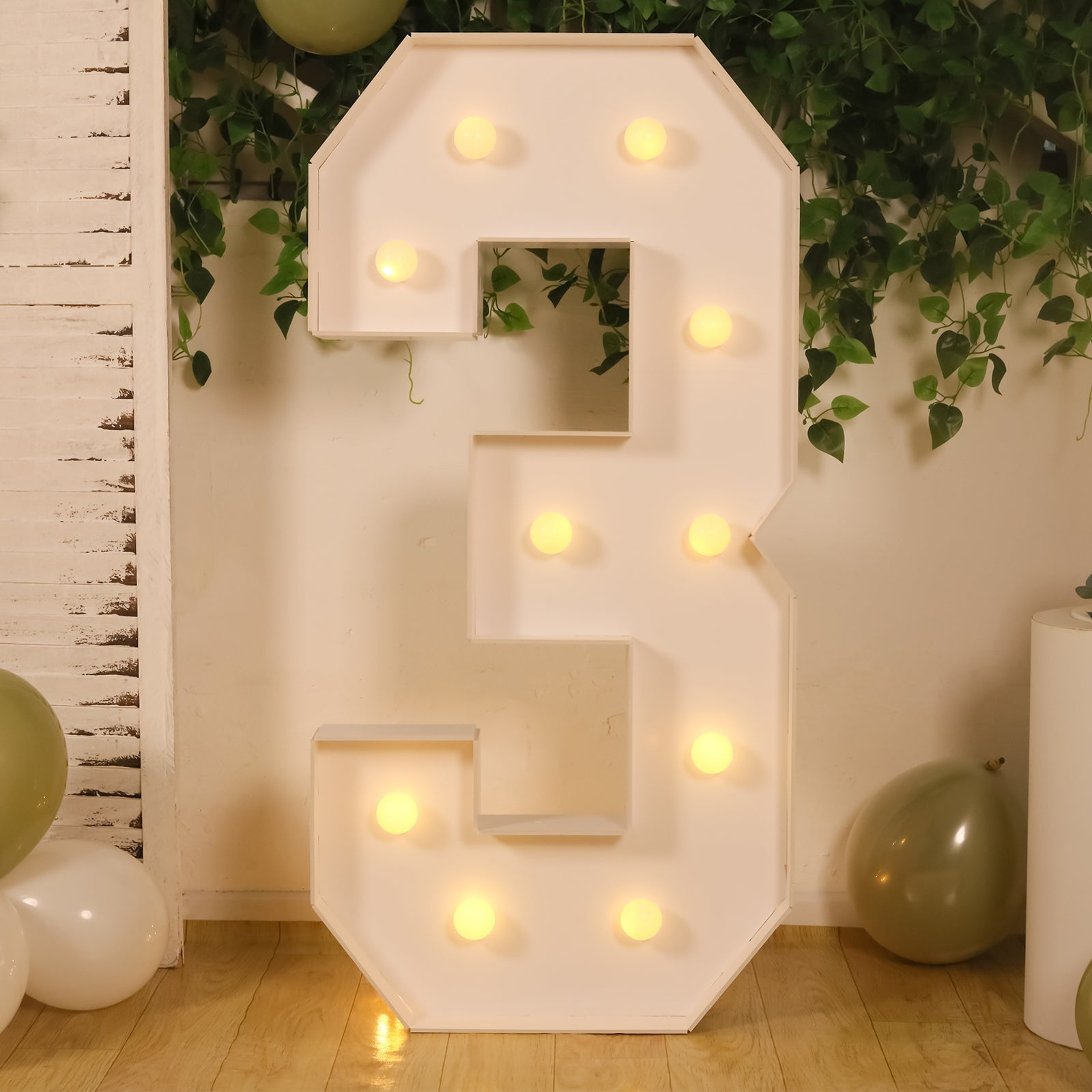 Efavormart 4ft Giant LED Marquee Number 3, White Pre-Cut Foam Board ...