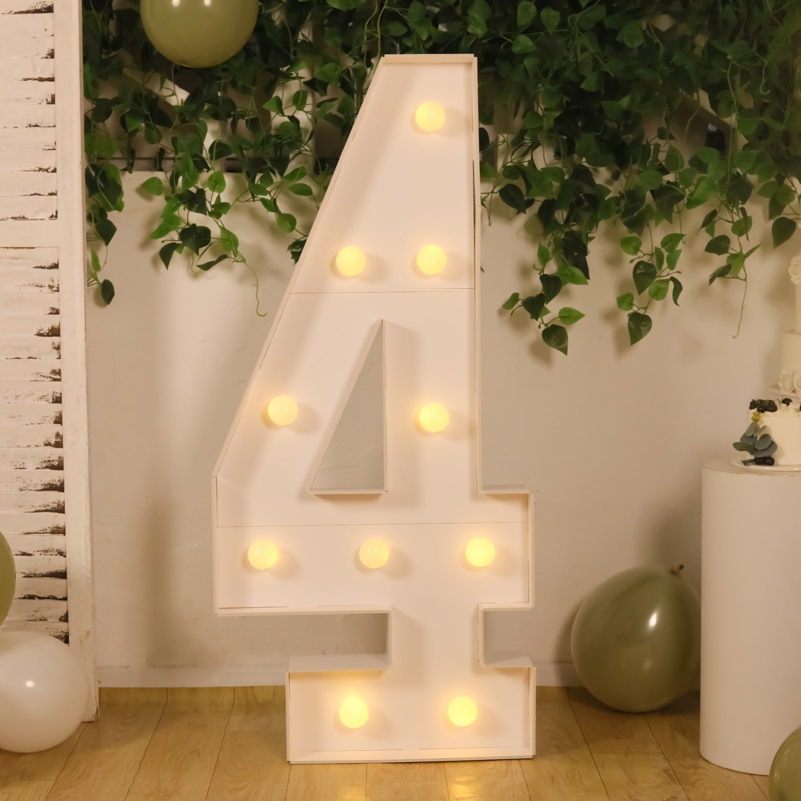 Efavormart 4ft Giant LED Marquee Number 4, White Pre-Cut Foam Board ...