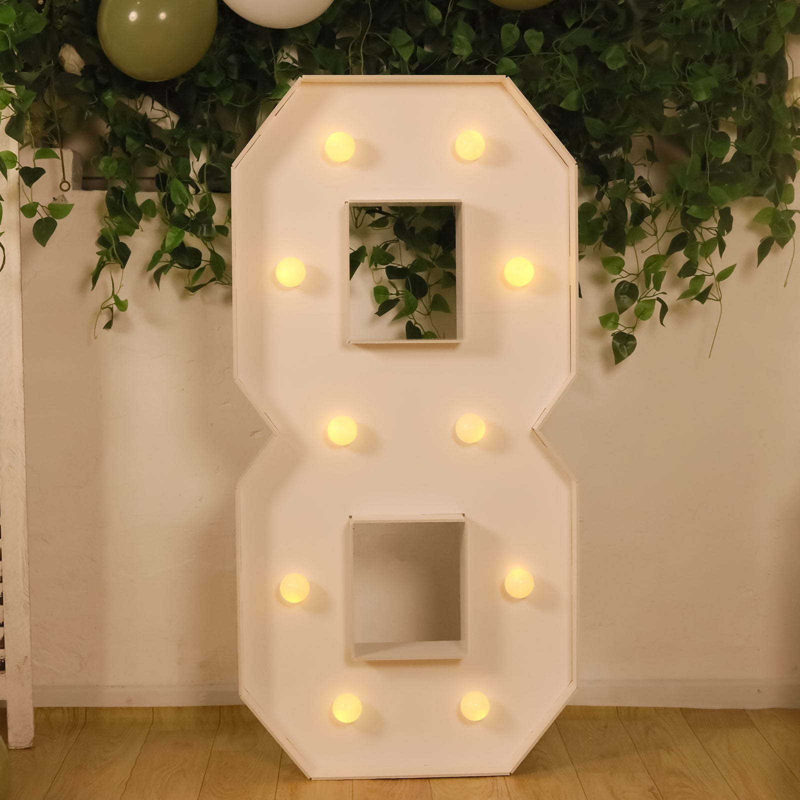 Efavormart 4ft Giant LED Marquee Number 8, White Pre-Cut Foam Board ...